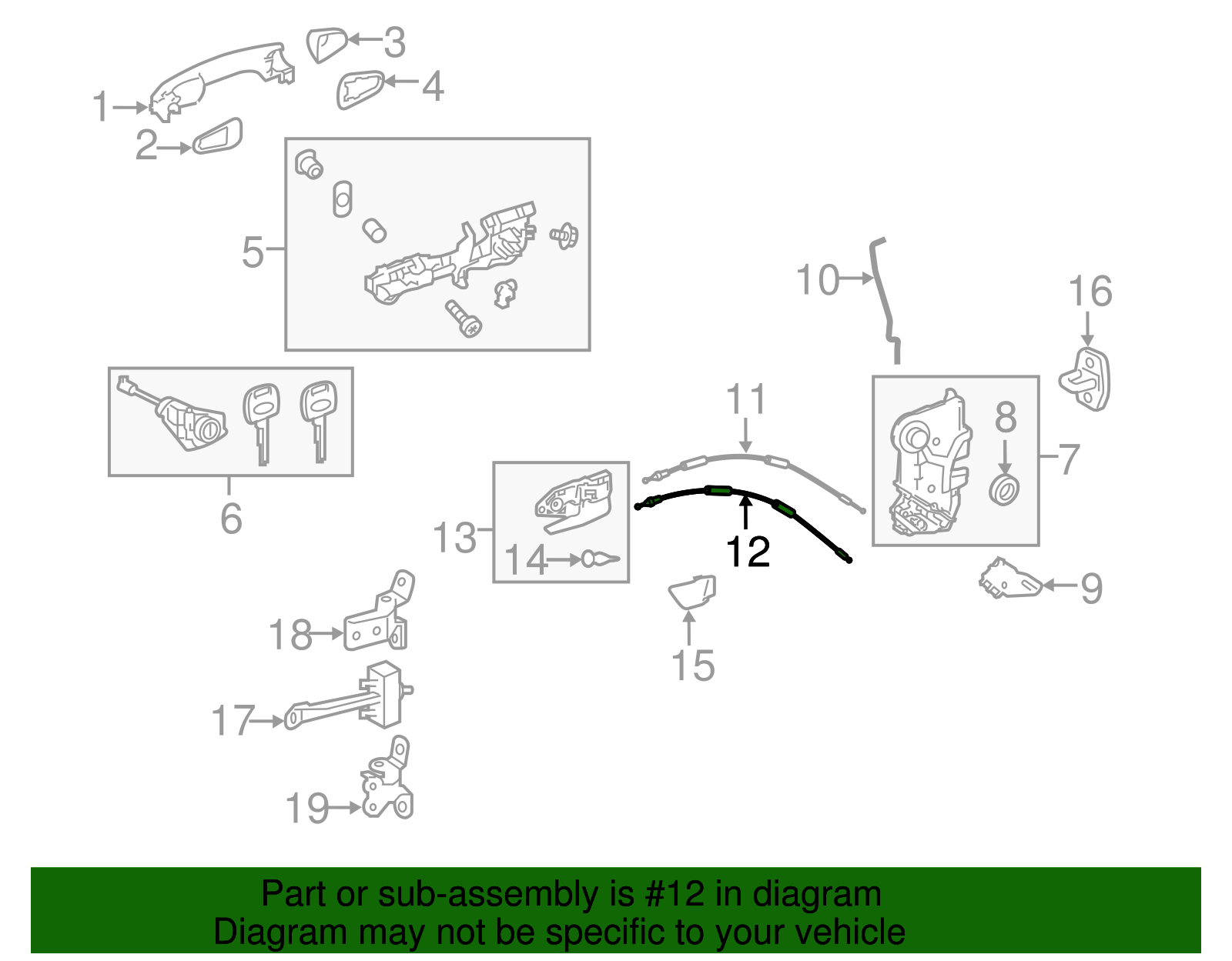 Genuine Toyota Lock Cable part# 69710-0E050 for 2014-2019 Toyota ...