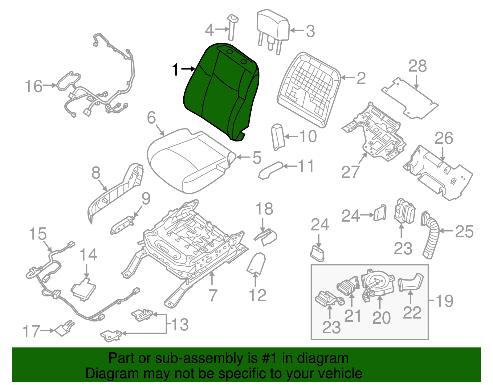 2018-2019 Nissan Murano Seat Back Assembly 87600-9UE1C | My Nissan Part