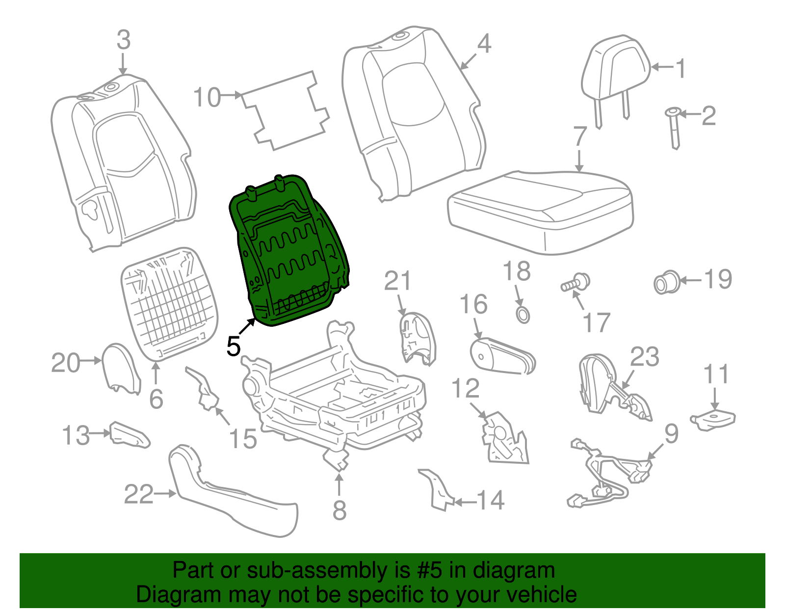 2008-2009 Chevrolet HHR Seat Back Frame 25872590 | Capital Chevy Parts