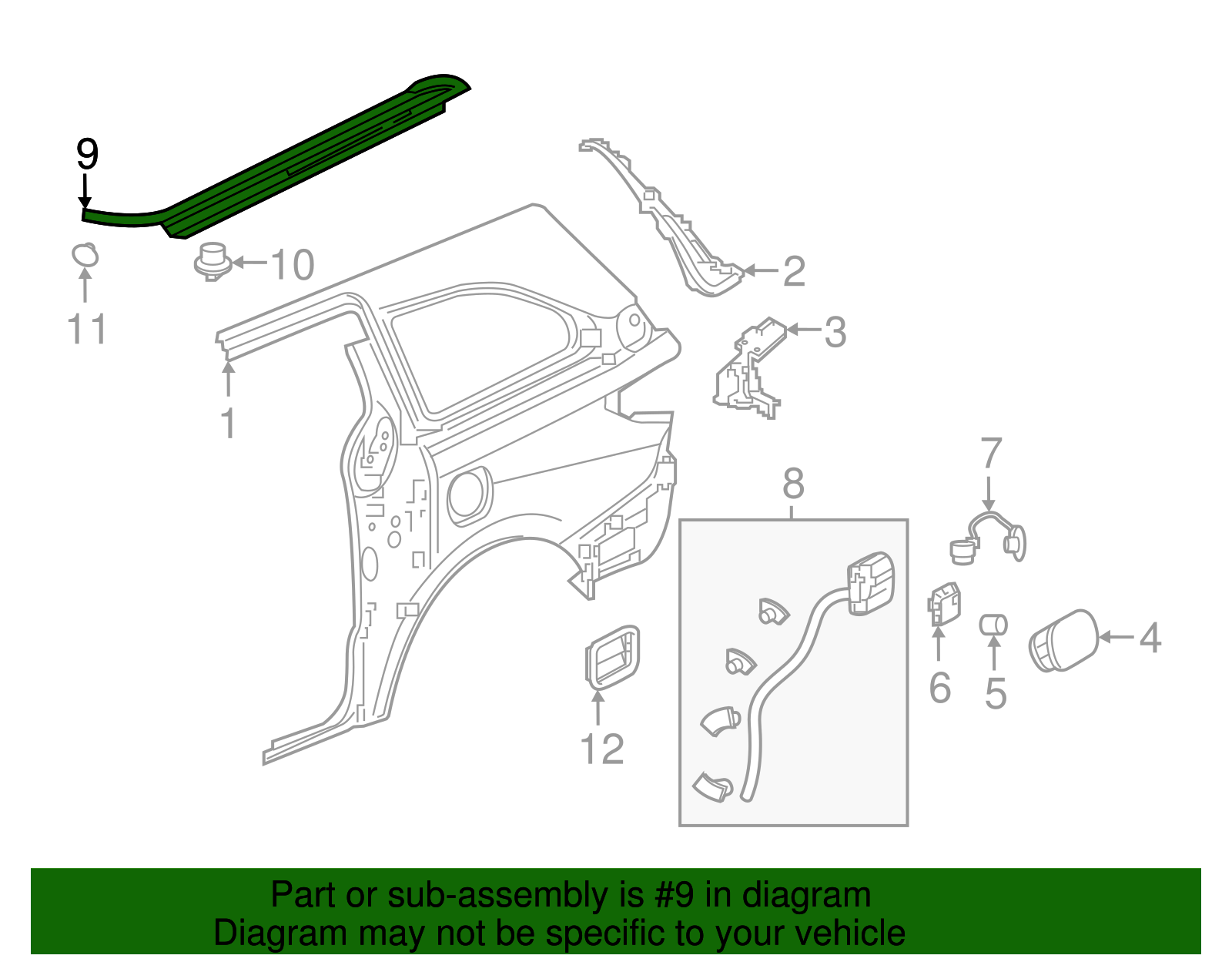 72585-THR-A00 - 2018-2024 Honda Odyssey - Cover L Center Rail | Honda ...