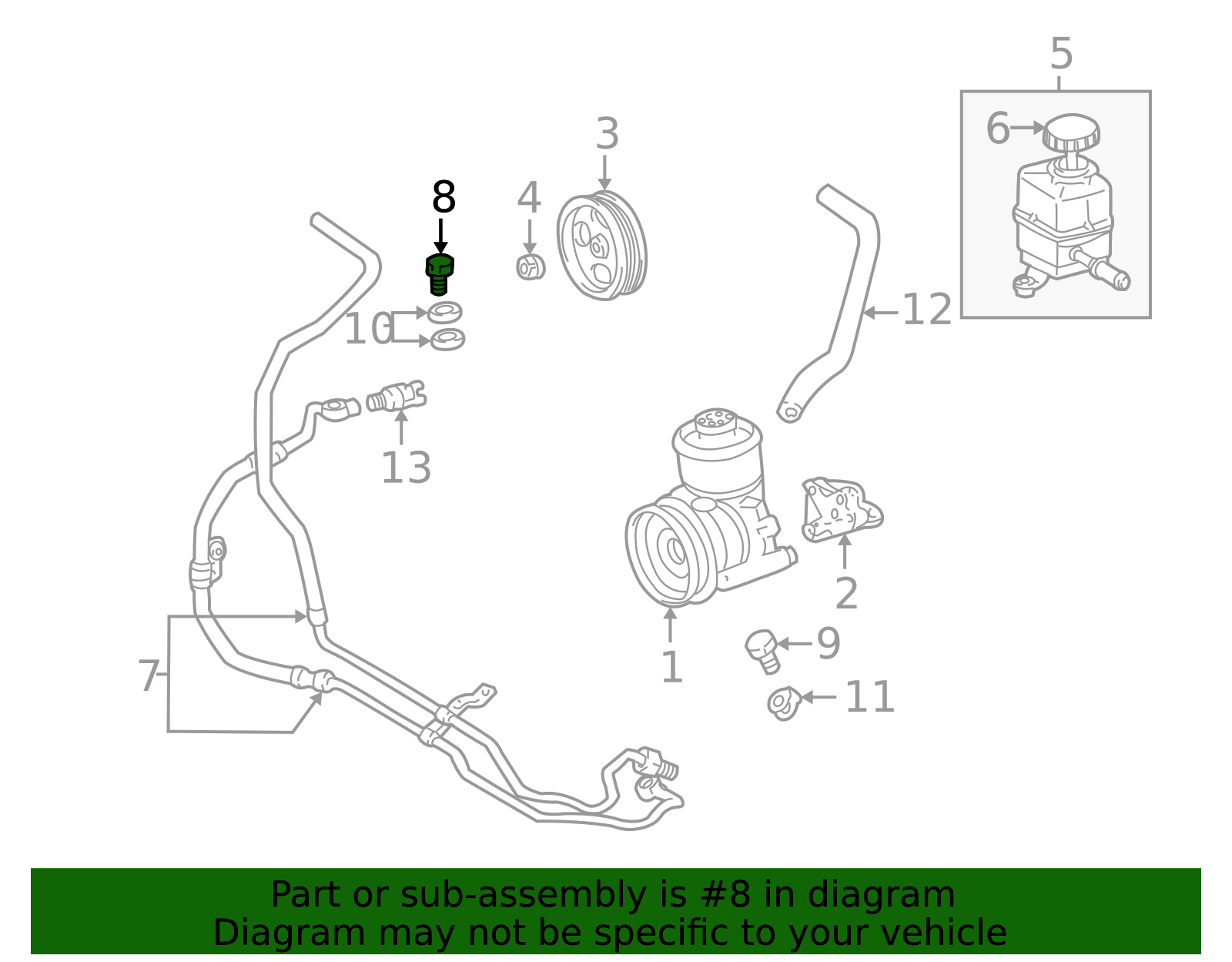 1998-2002 Toyota Land Cruiser Power Steering Pressure Line Bolt 90401 ...