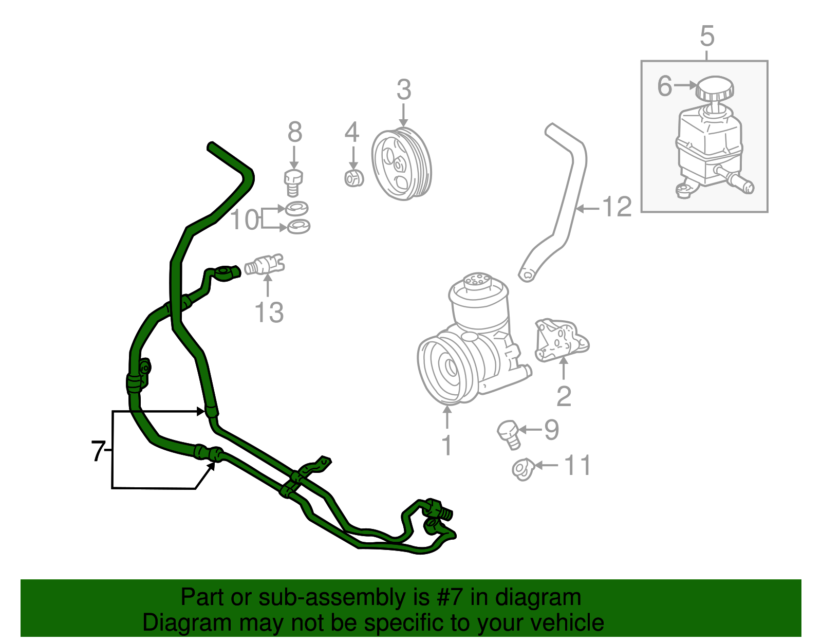 Genuine Toyota Power Steering Pressure Hose part# 44410-60593 for 1998 ...