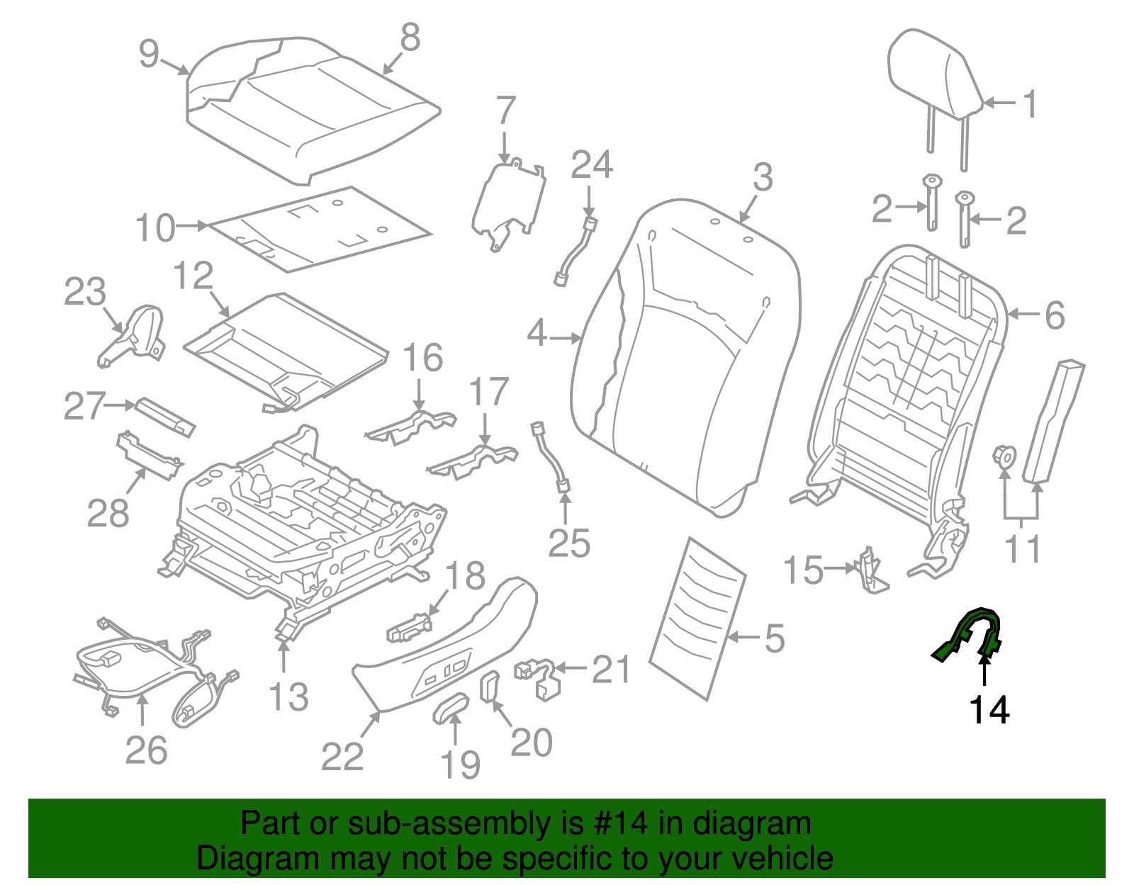 2015-2019 Subaru Recline Cover 64115AL16AVH | Subaru Parts Guys