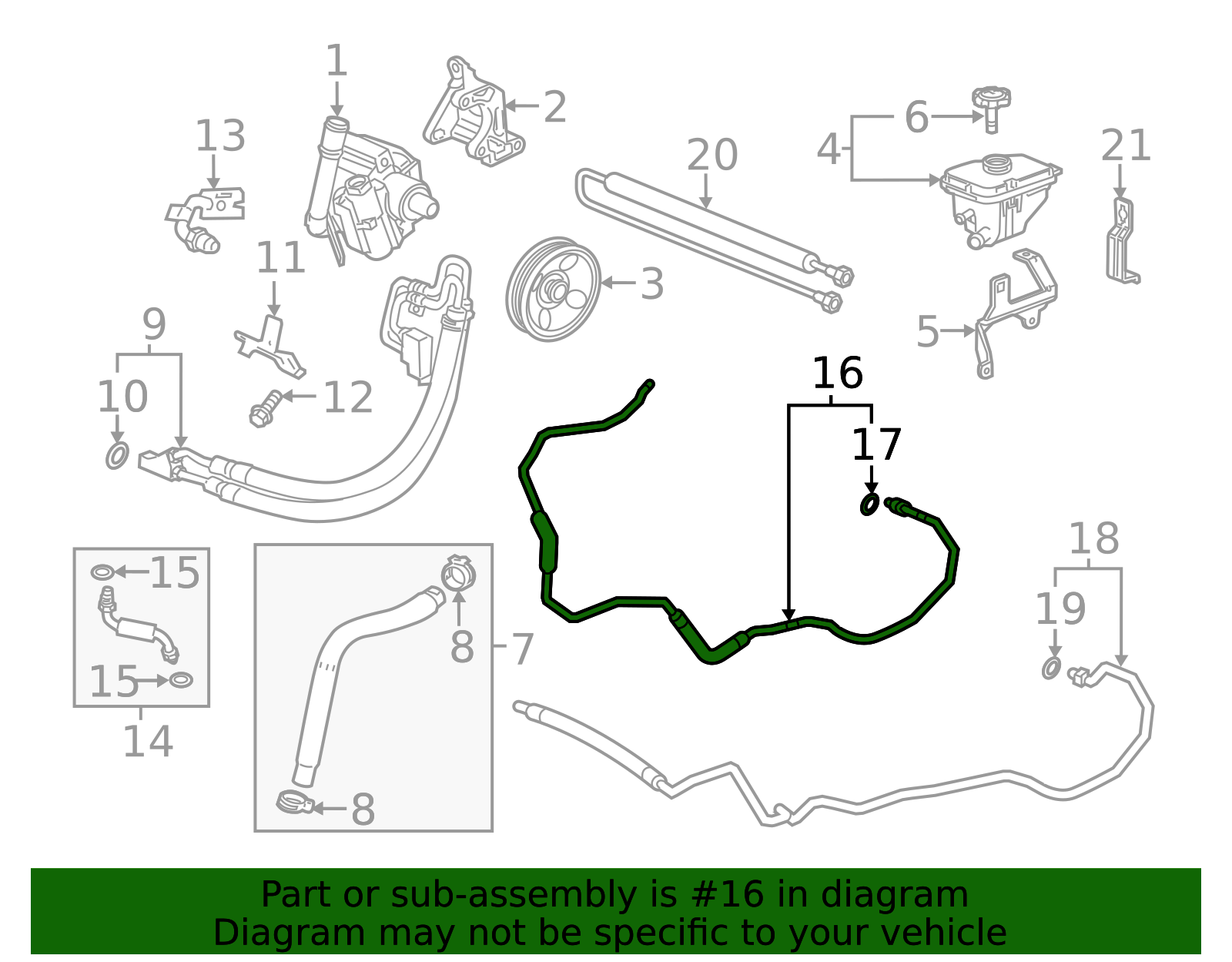2014-2019 Cadillac XTS Power Steering Fluid Reservoir Inlet Hose ...