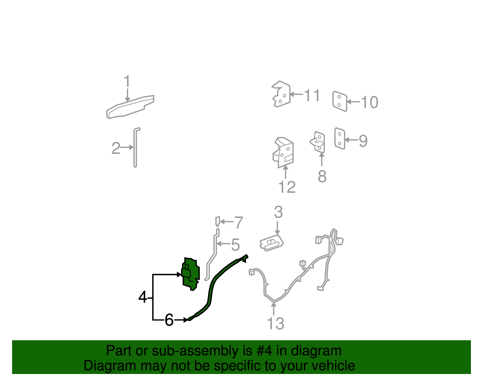 2007-2012 GM Rear Driver Side Door Latch with Actuator 25876393 GM ...