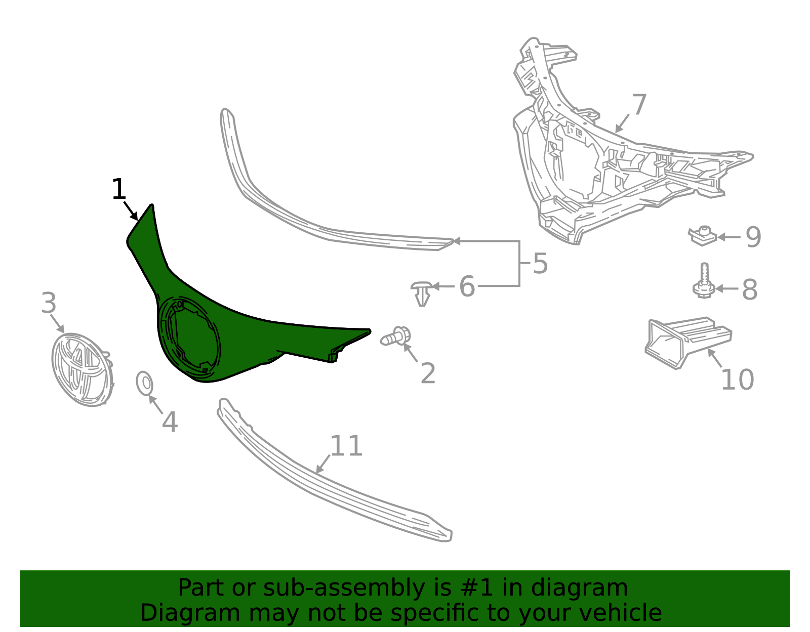 2018-2019 Toyota C-HR | Upper Grille | 53111-F4901 | OEM Vehicle Parts