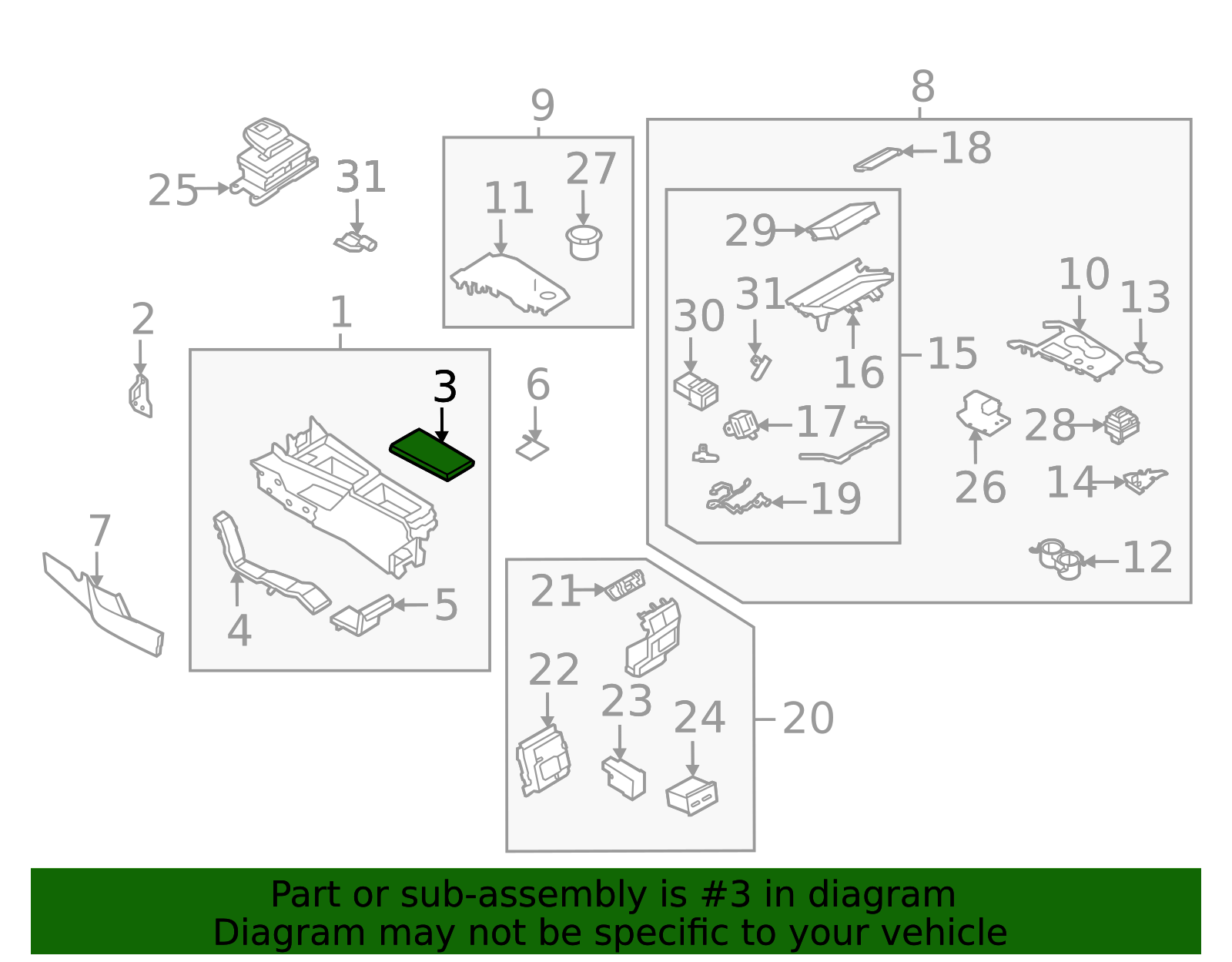2021 Nissan Rogue Armrest 96920-6RB0C | Bill Kay Nissan Parts