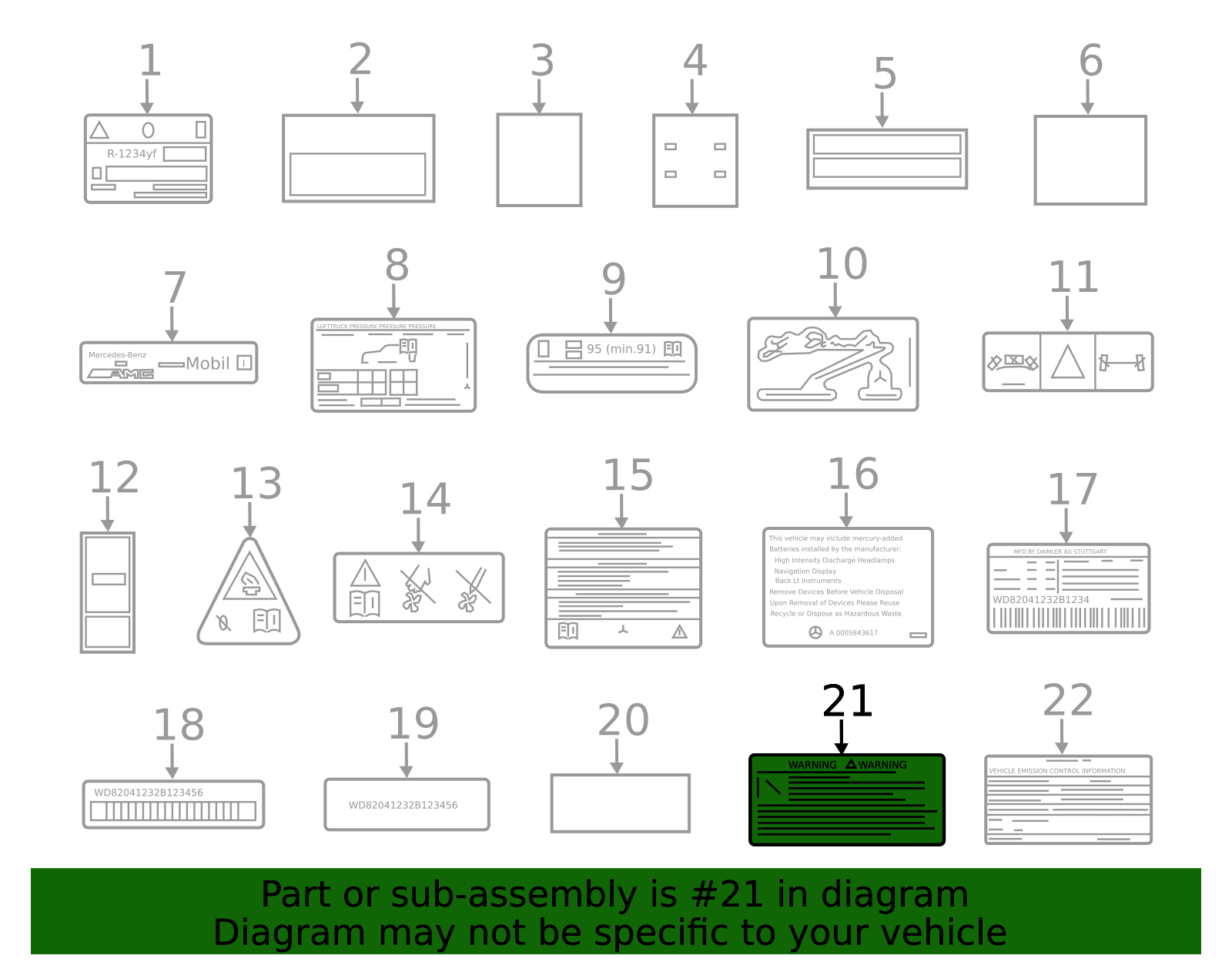 221-817-58-20 - High-Quality Air Bag Information Label for AutoNation Parts
