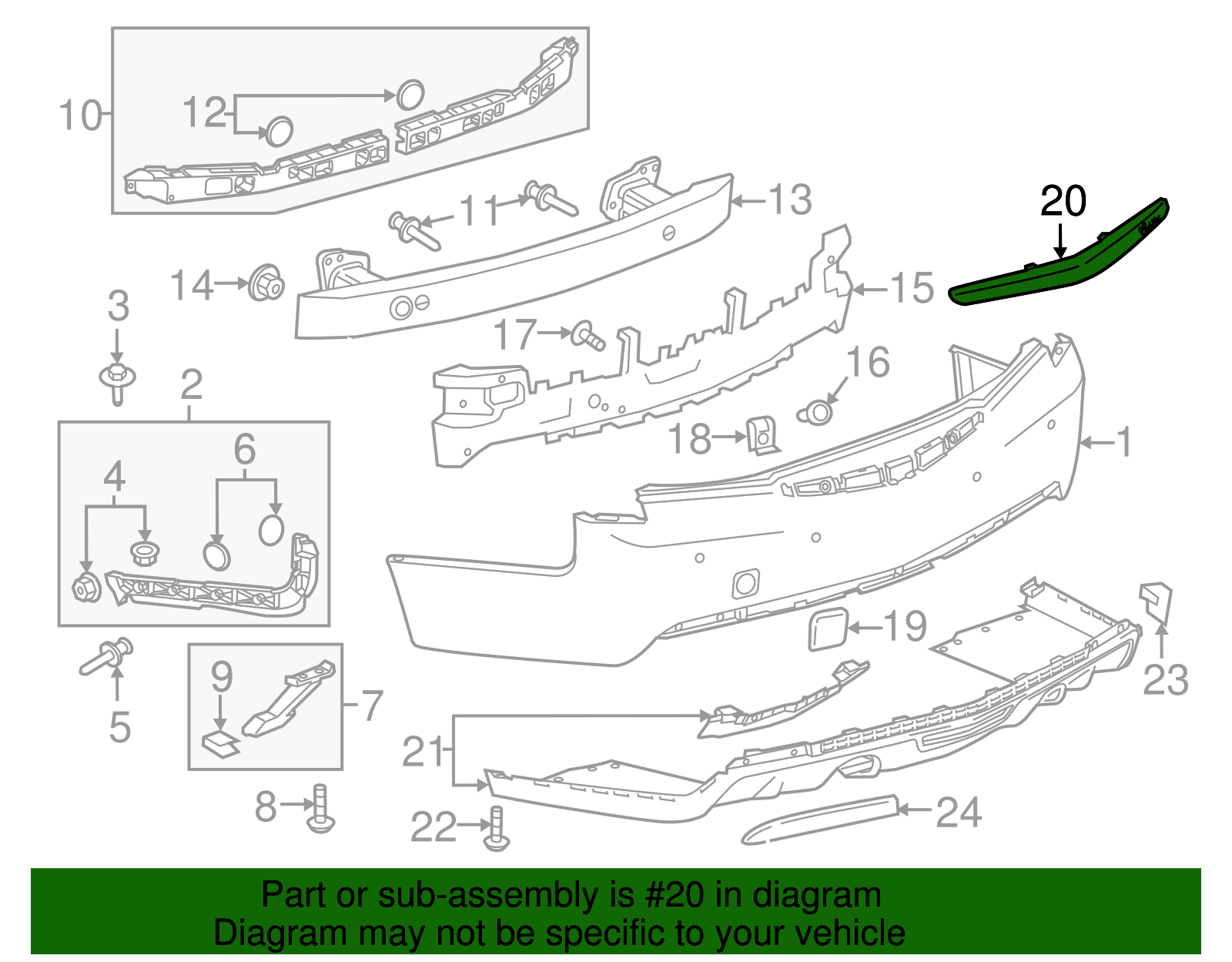 2015-2019 Cadillac ATS Galvano Silver Rear Bumper Fascia Center Upper ...