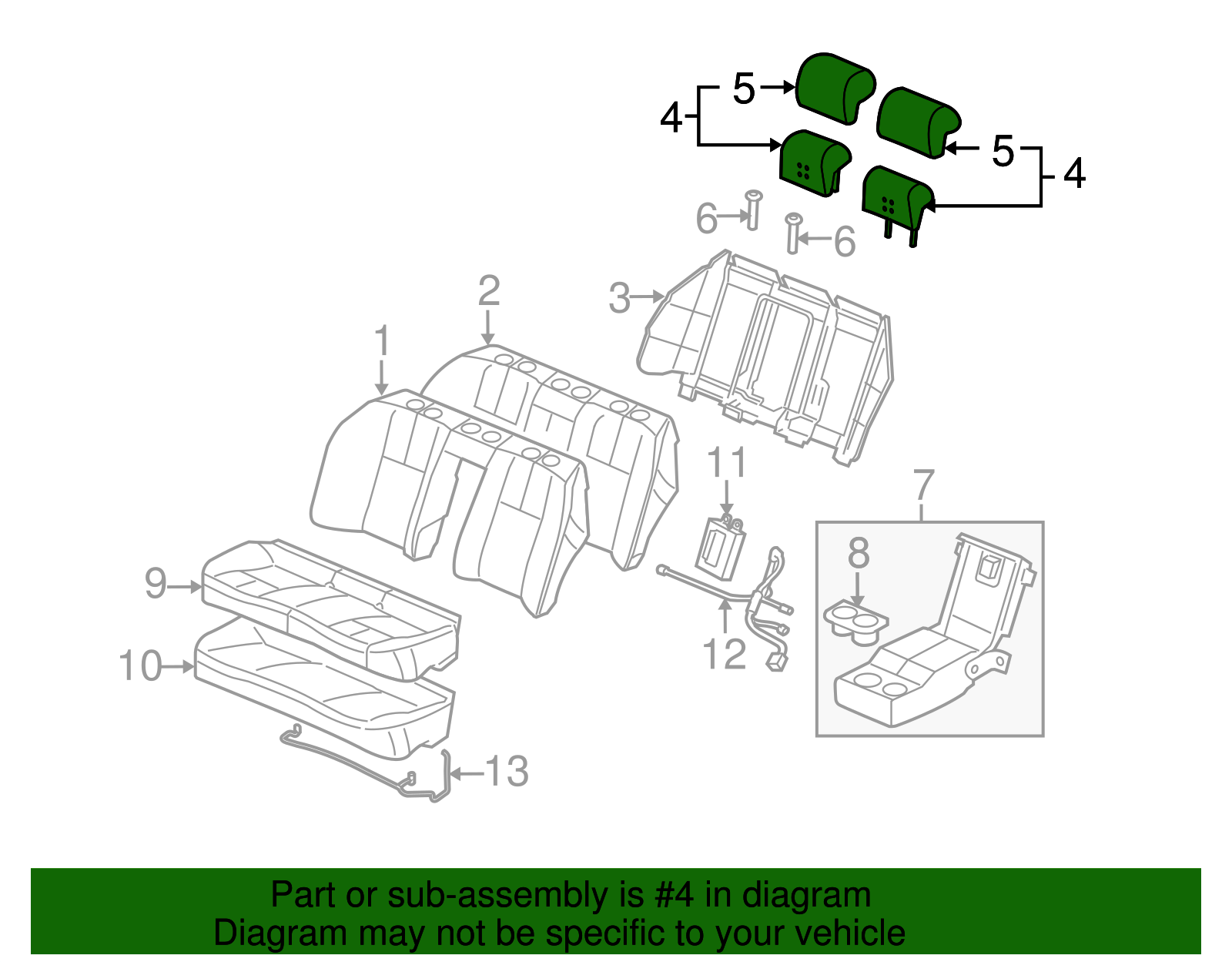 88995123 - 2005-2007 Cadillac STS - Rear Seat Center Head Restraint ...