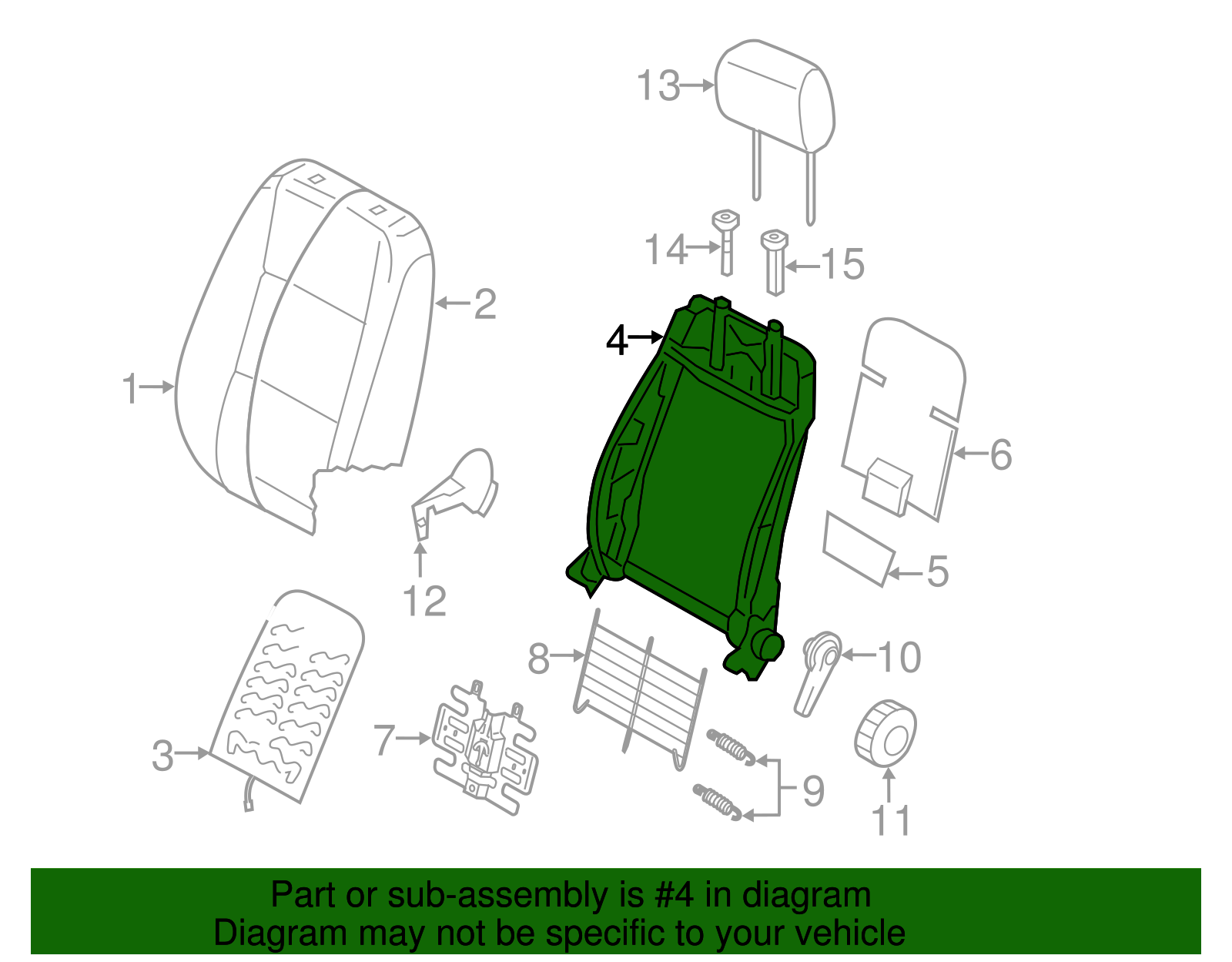 1K4-881-515-BF - Seat Back Frame 2010-2014 Volkswagen Golf | Wolfsburg ...
