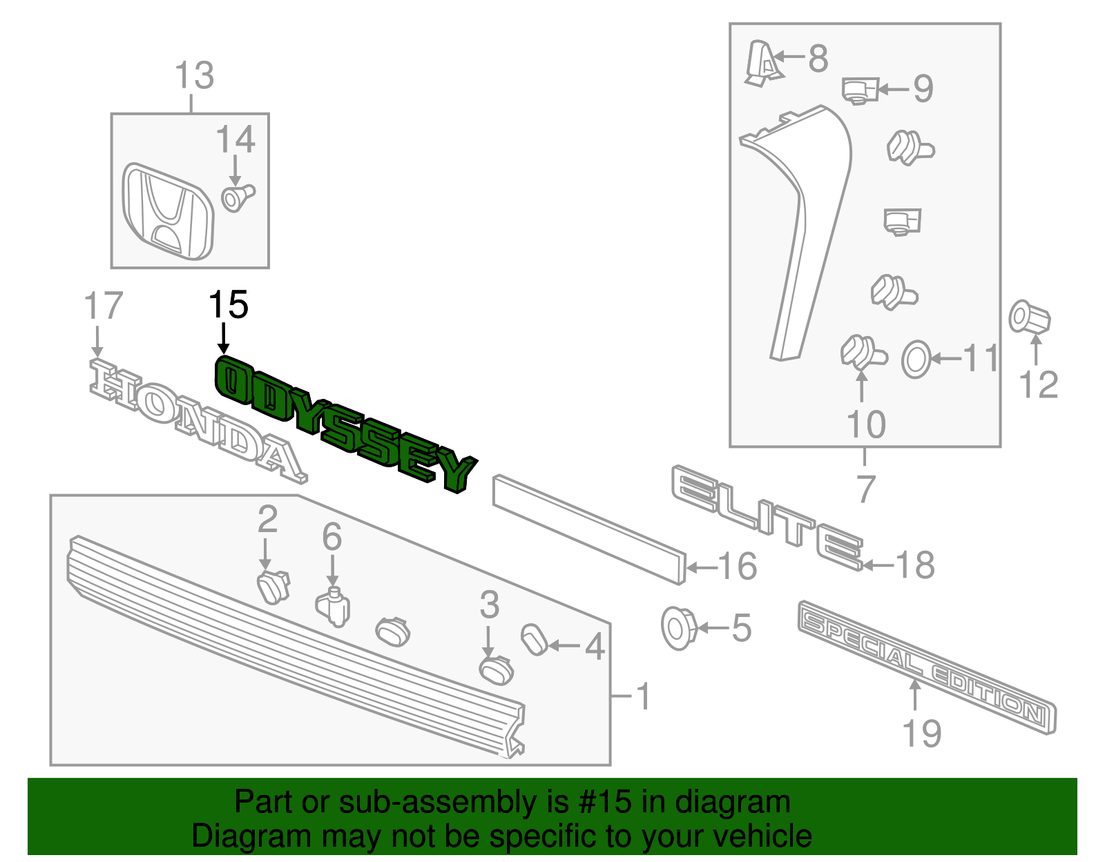 75722-TK8-A00 - Nameplate 2011-2017 Honda Odyssey | Honda Parts Online
