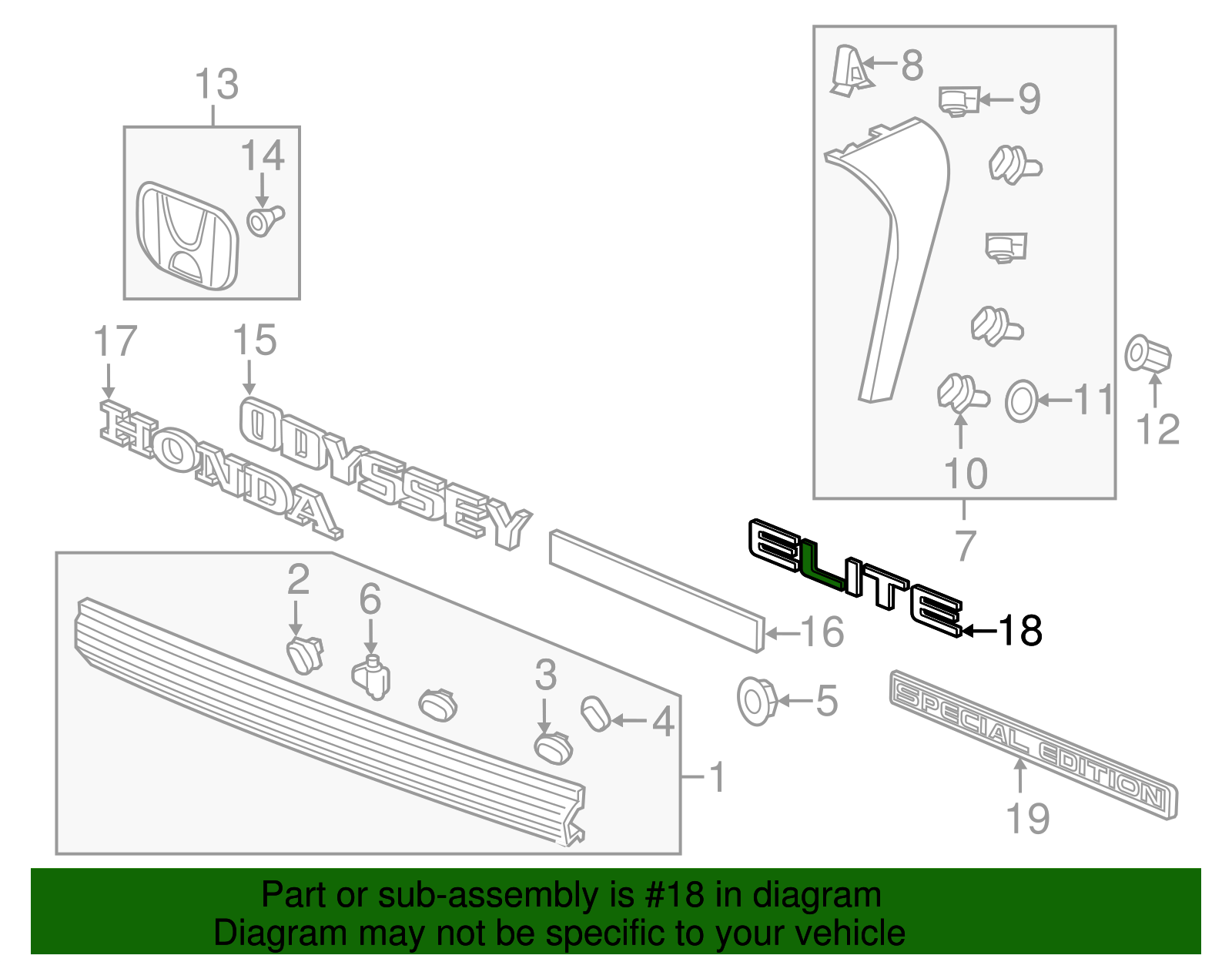 2014-2025 Honda | Nameplate | 75721-TK8-A01 | Honda OEM Discount Parts