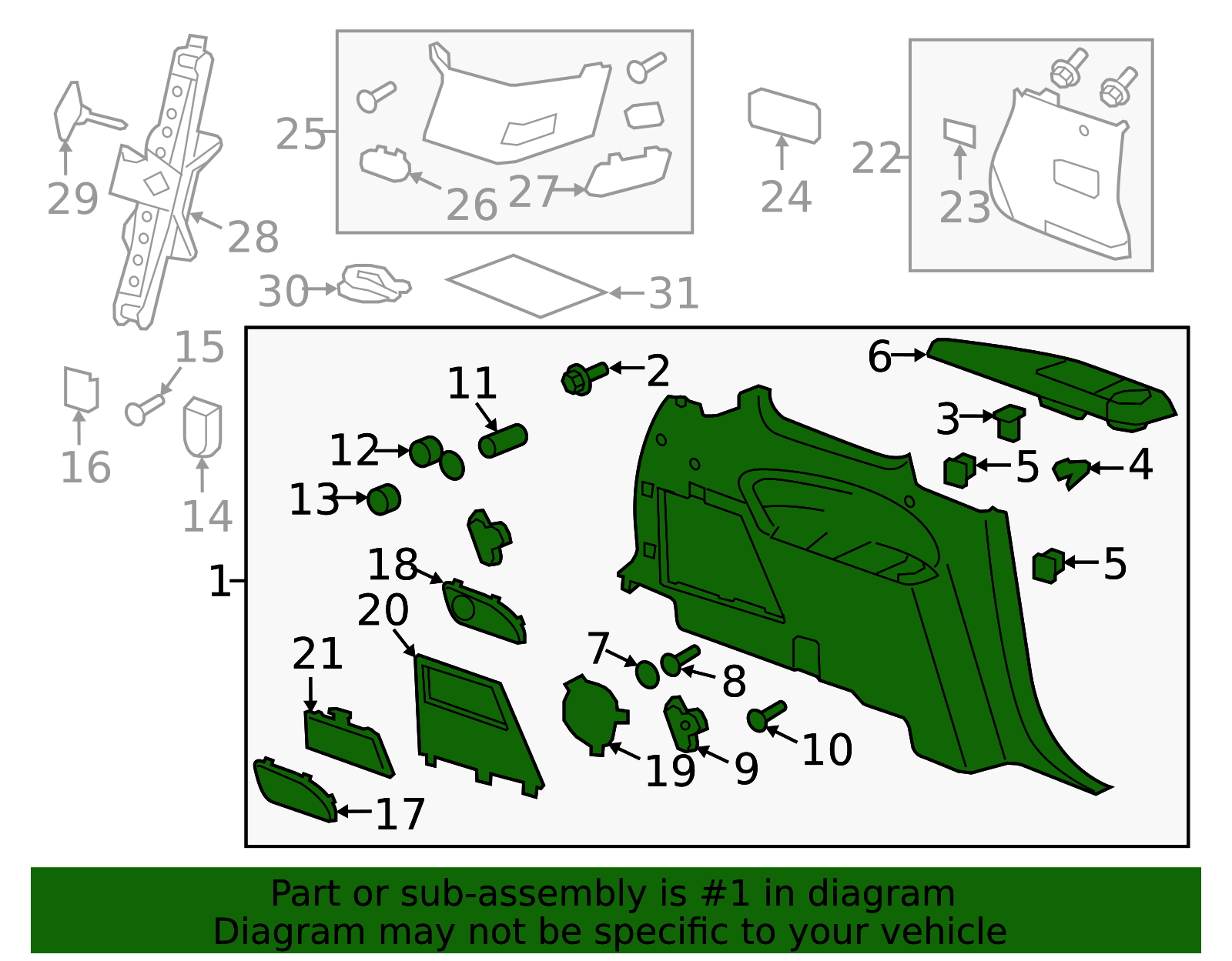 2011-2012 GMC Acadia Quarter Trim Panel 23389783 GM | GMPartsDirect.com
