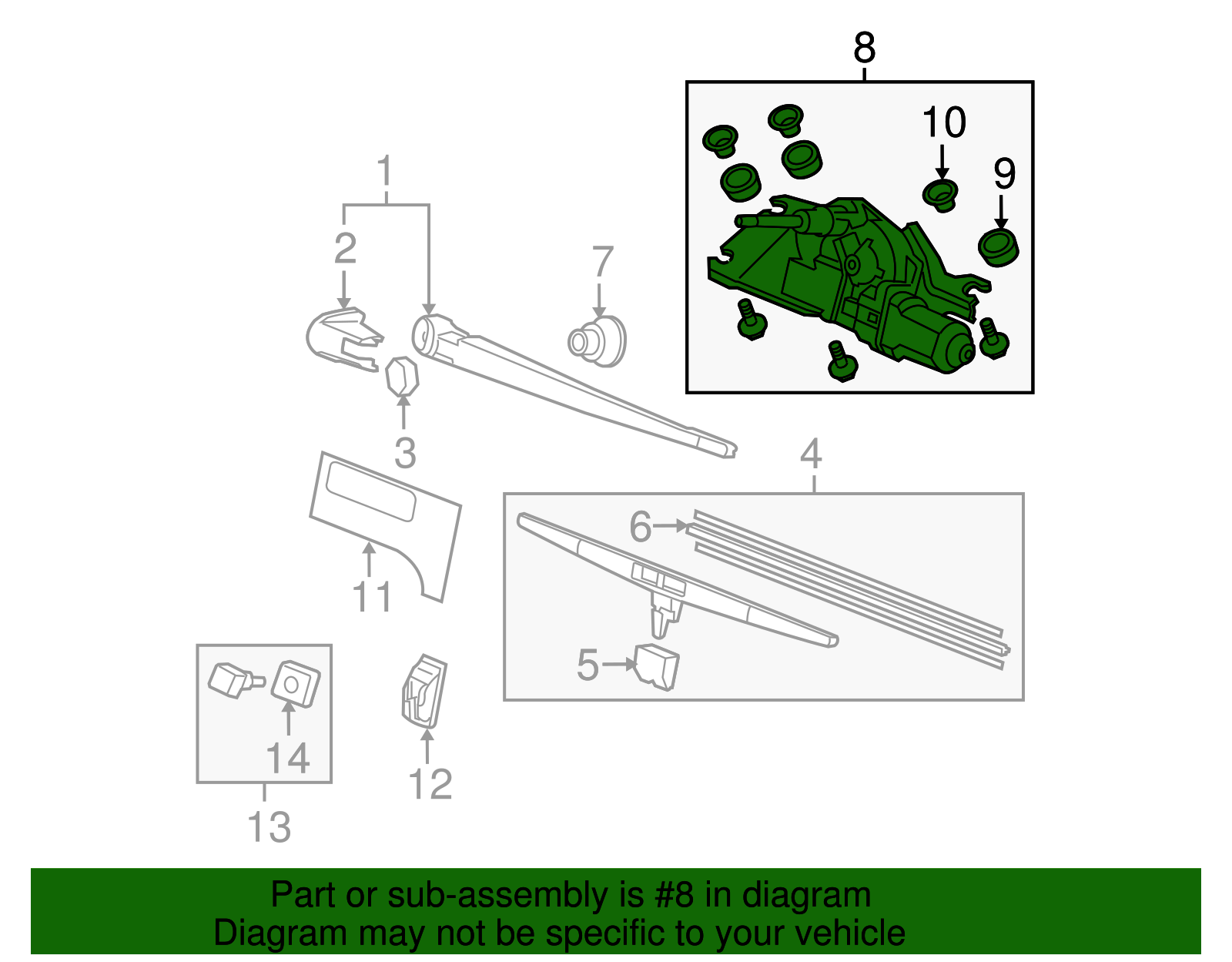 76700-SZA-A01 - 2009-2015 Honda Pilot - Motor Assembly Rear Windshield ...