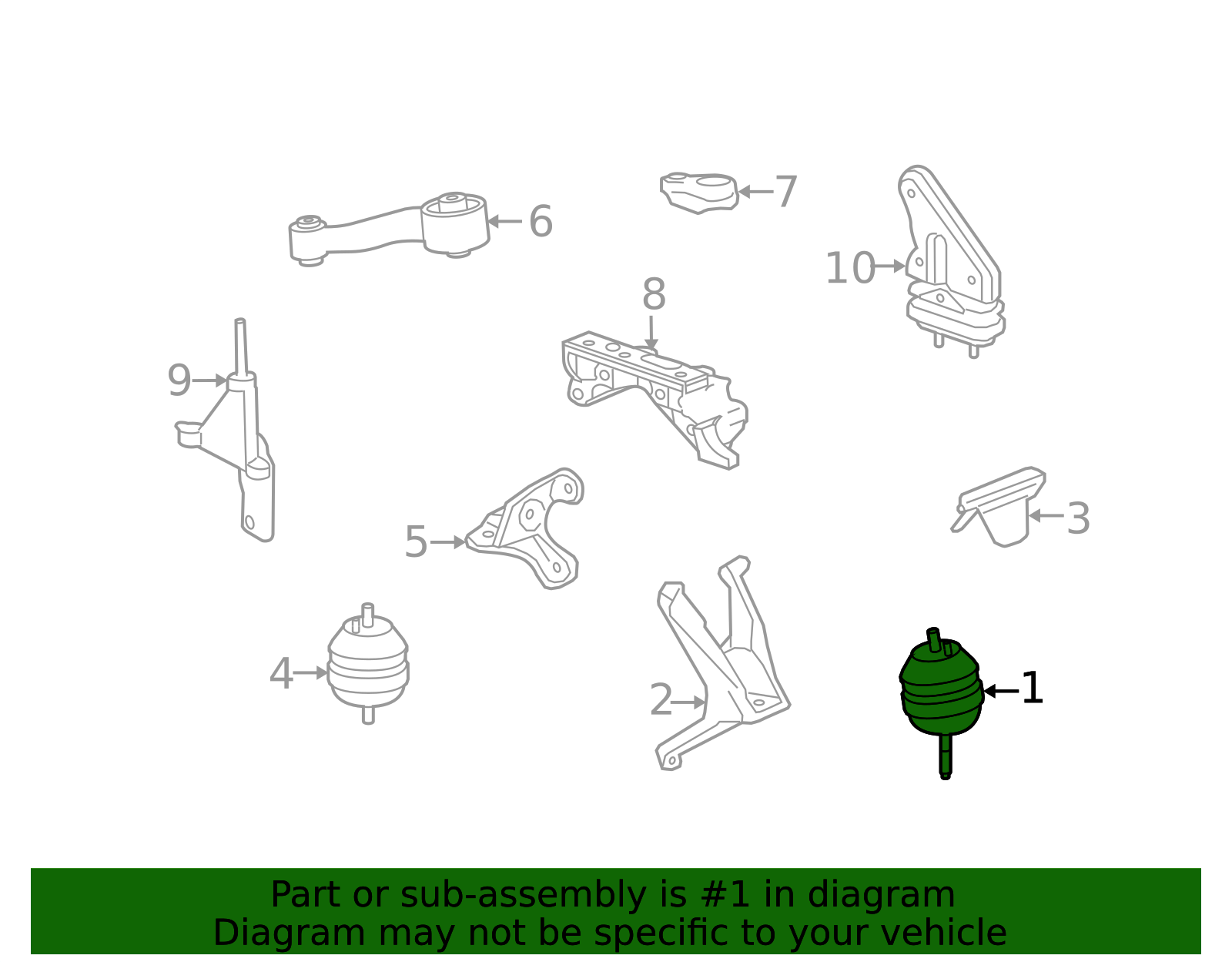 2009-2011 Buick Lucerne Engine Front Mount 20877778 | TascaParts.com