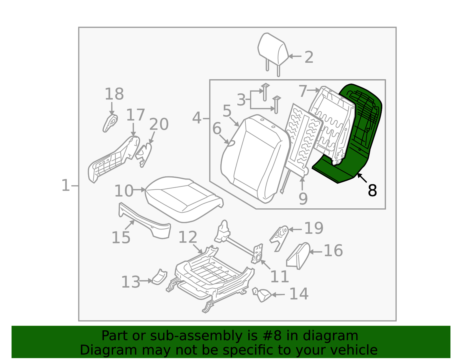 2011-2012 Hyundai Santa Fe Seat Back Panel 88370-0W800-WHM | MotorMotor
