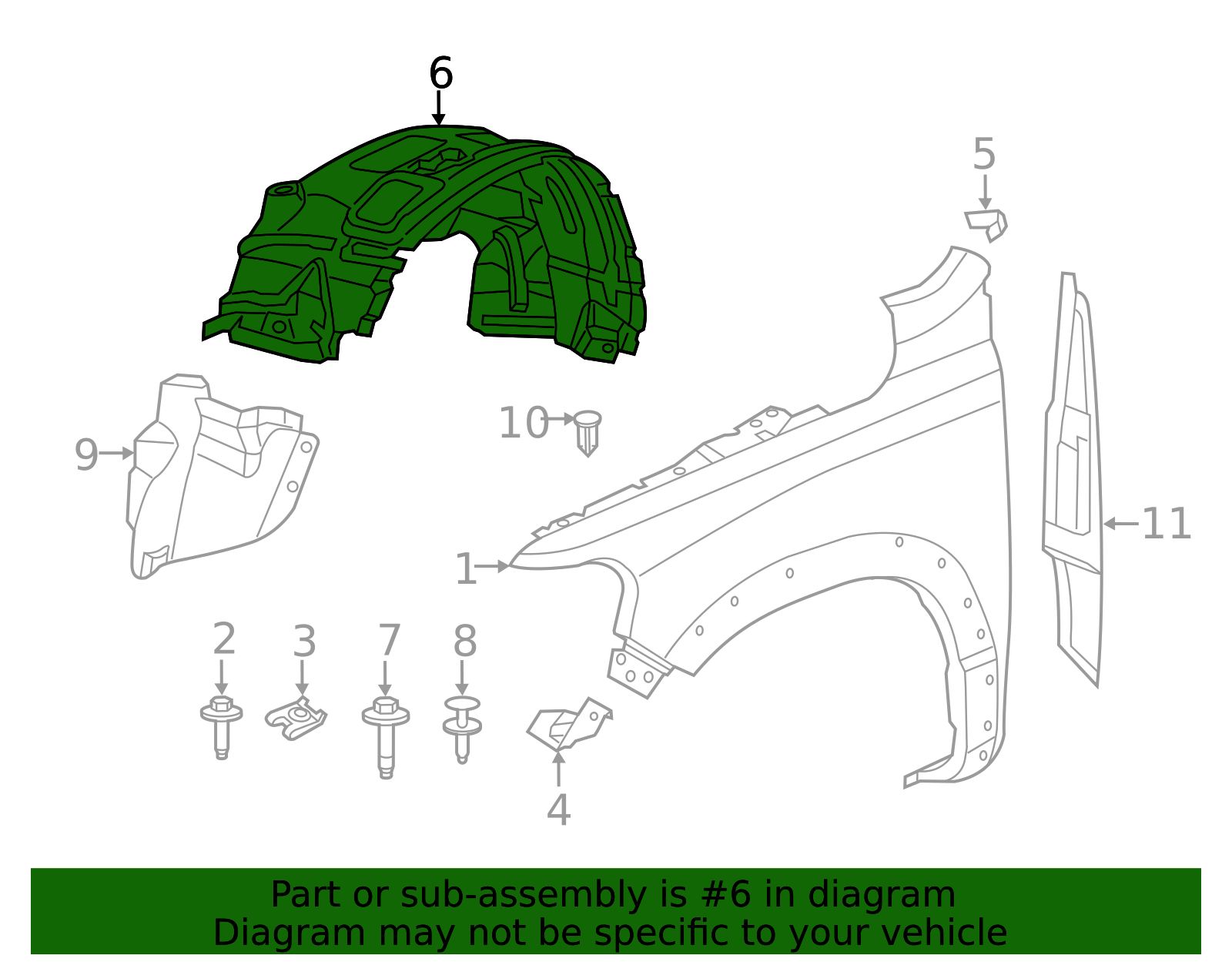 68275897AE - Wheelhouse Shield Left - 2019 2020 Ram 1500 | Mopar Parts ...