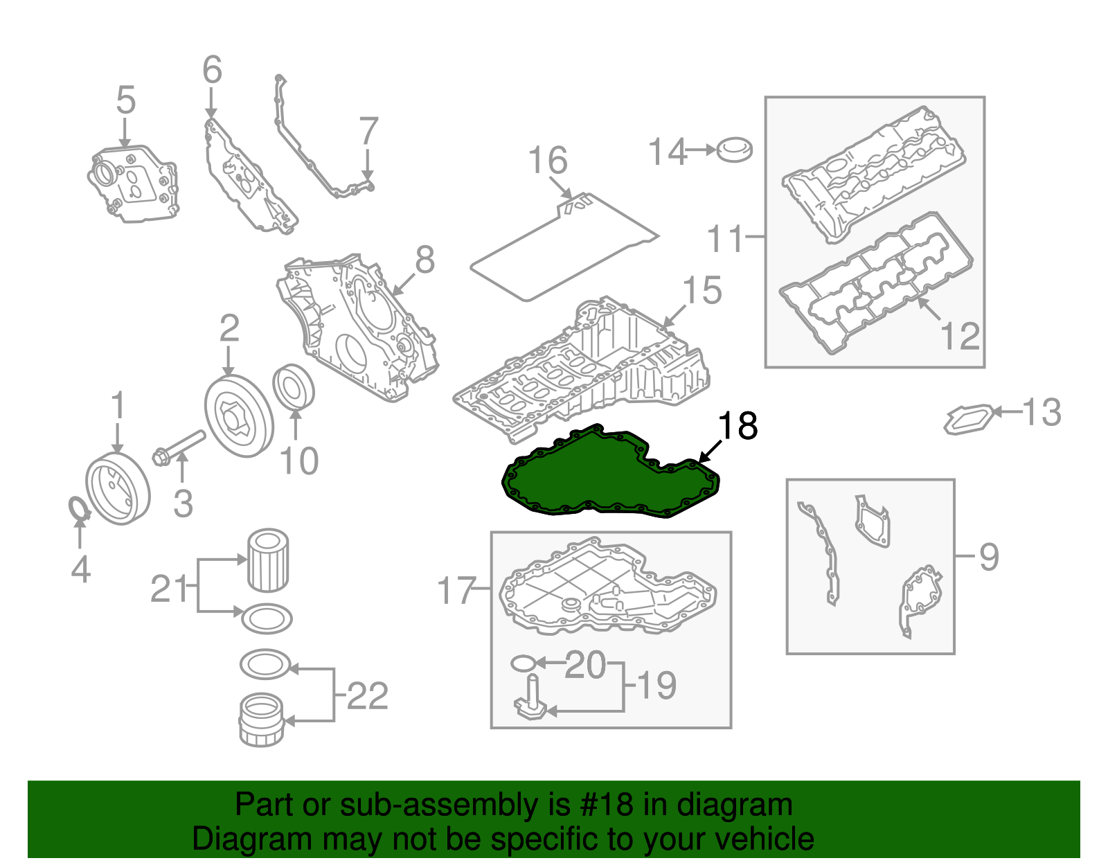 11137578304 - 2010-2015 BMW 760Li Lower Oil Pan Gasket (11-13-7-578-304 ...