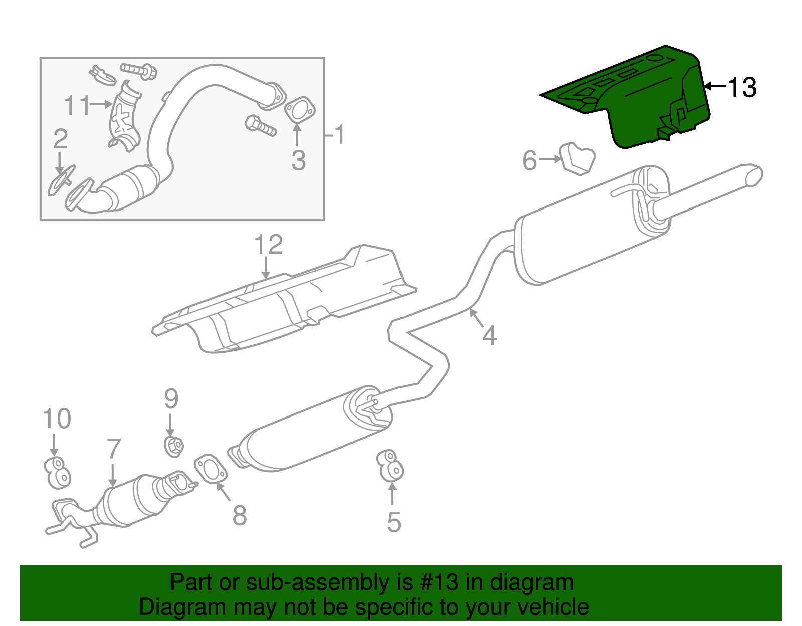 96858623 - 2012-2020 Chevrolet Sonic - Exhaust Muffler Rear Heat Shield ...