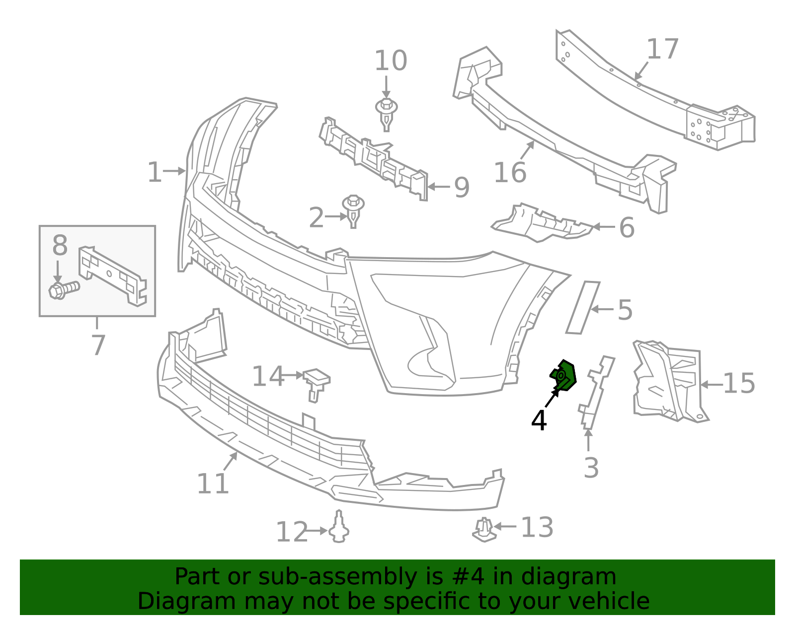 2011-2020 Toyota Bumper Cover Support Rail Clip 53879-50020 | Toyota ...