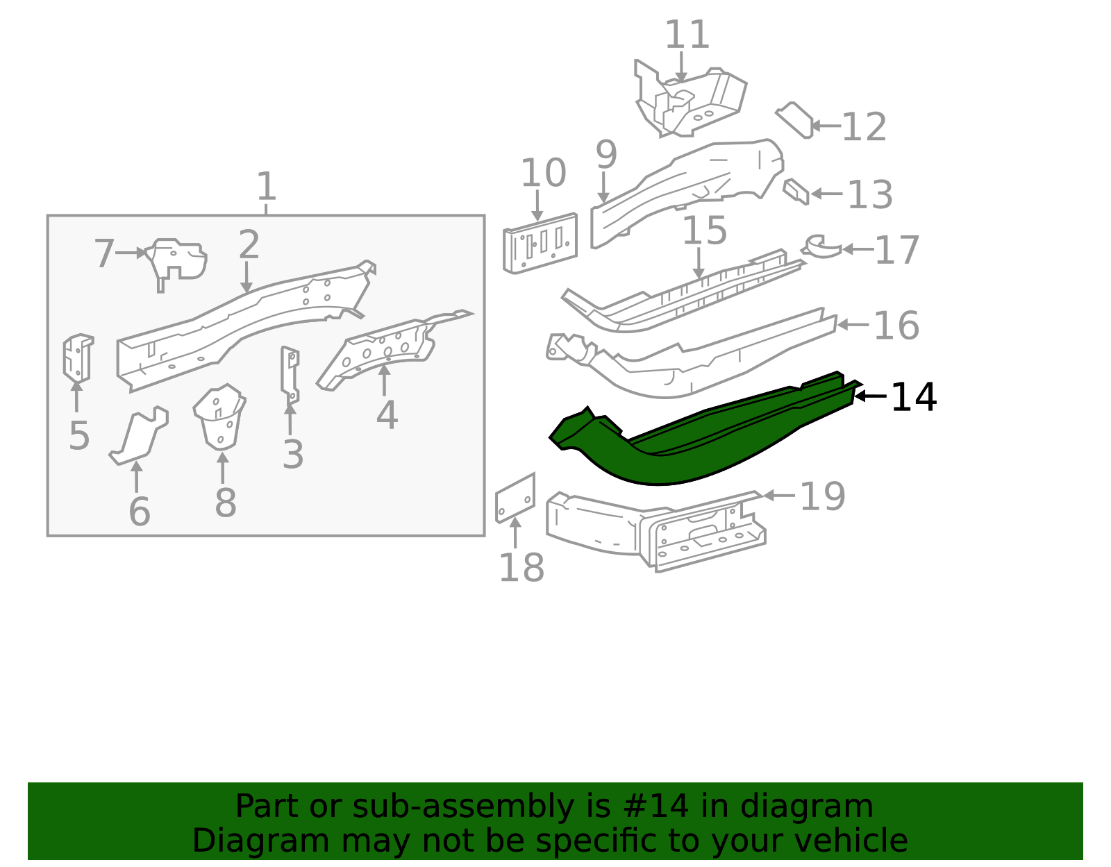 2011-2019 Toyota Highlander Floor Side Rail 57192-0E030 | Toyota Parts ...