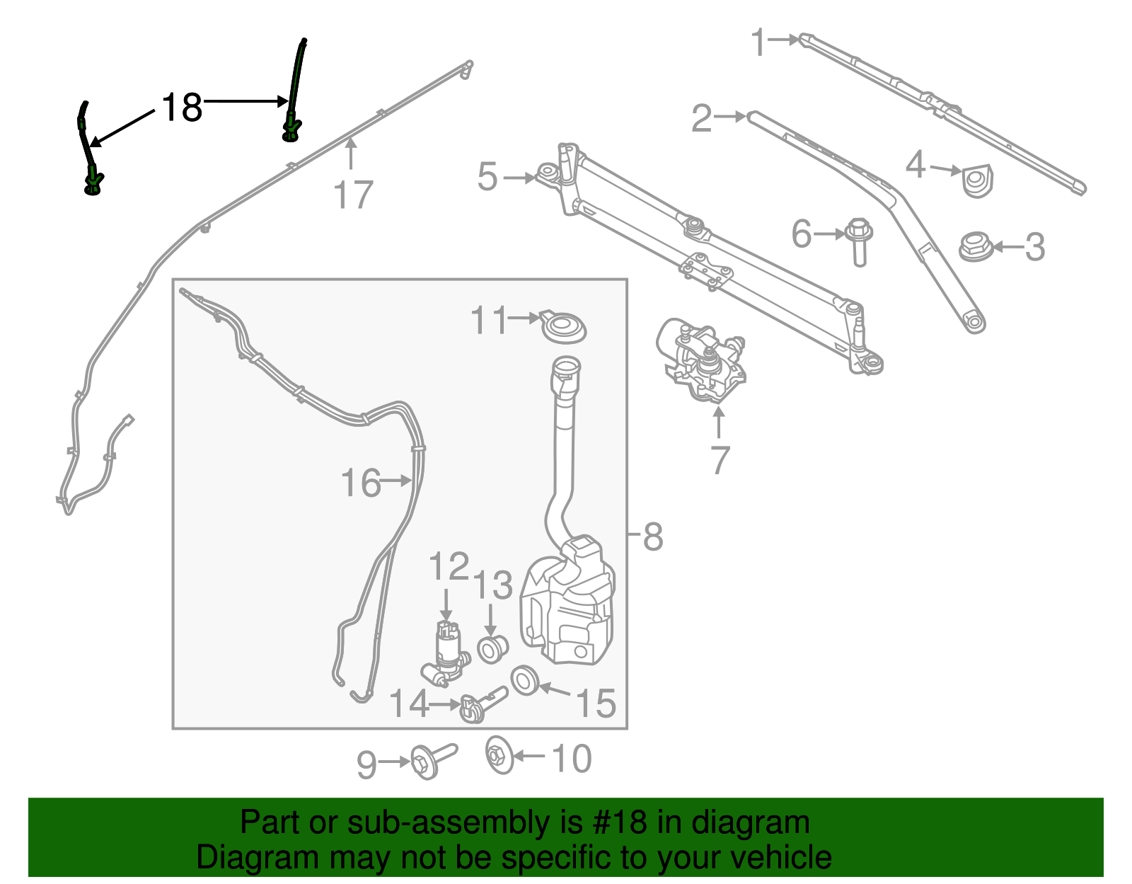 2011-2015 Ford Washer Nozzle BB5Z-17603-A | GetOEMParts.com