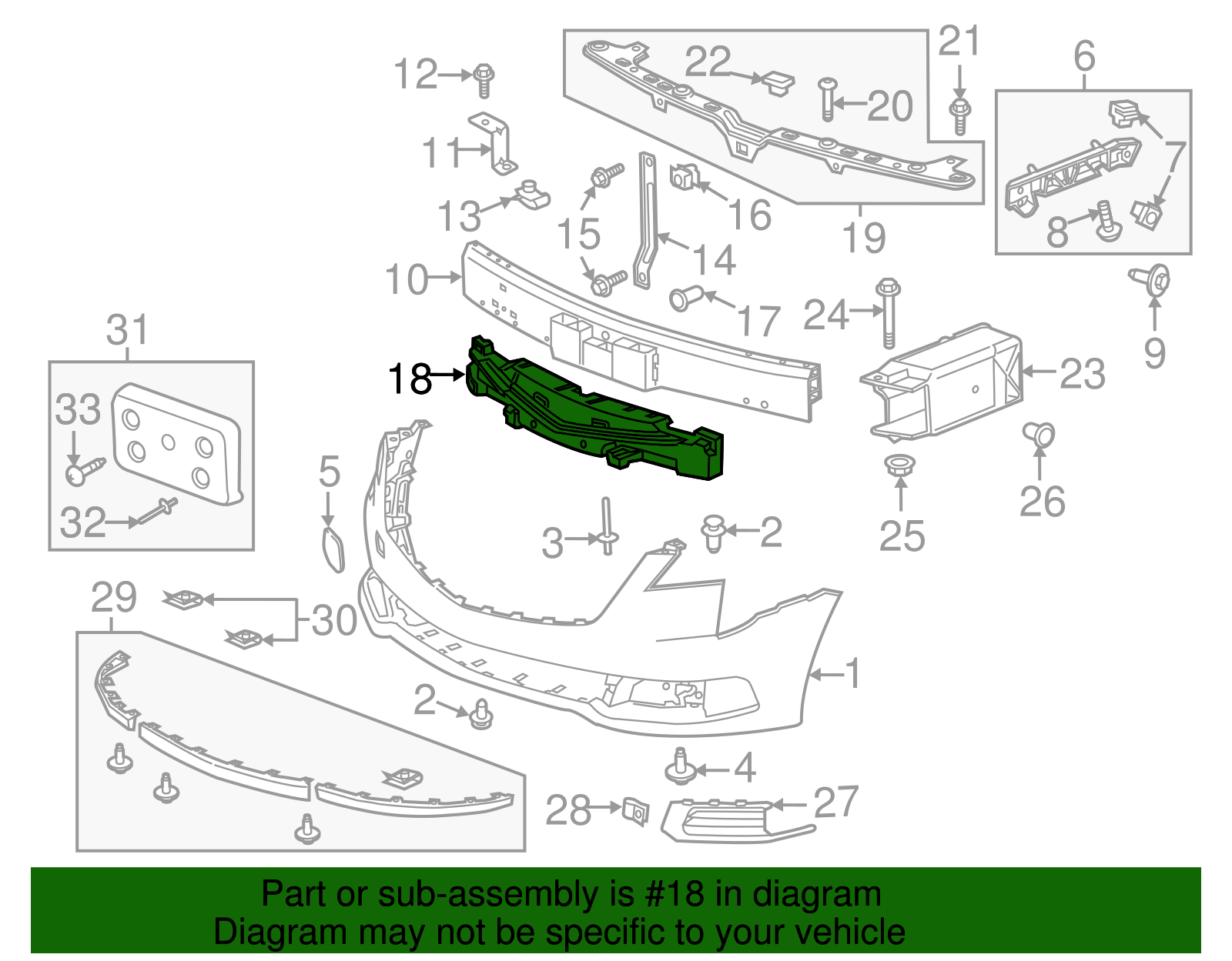 2018-2019 Cadillac XTS Front Bumper Fascia Energy Absorber 84386650 ...