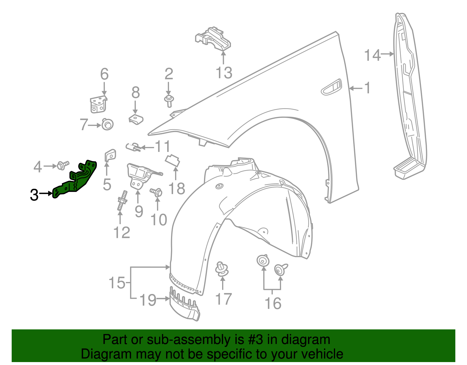 39063367 - 2018-2020 Buick - Front Driver Side Fender Front Bracket ...