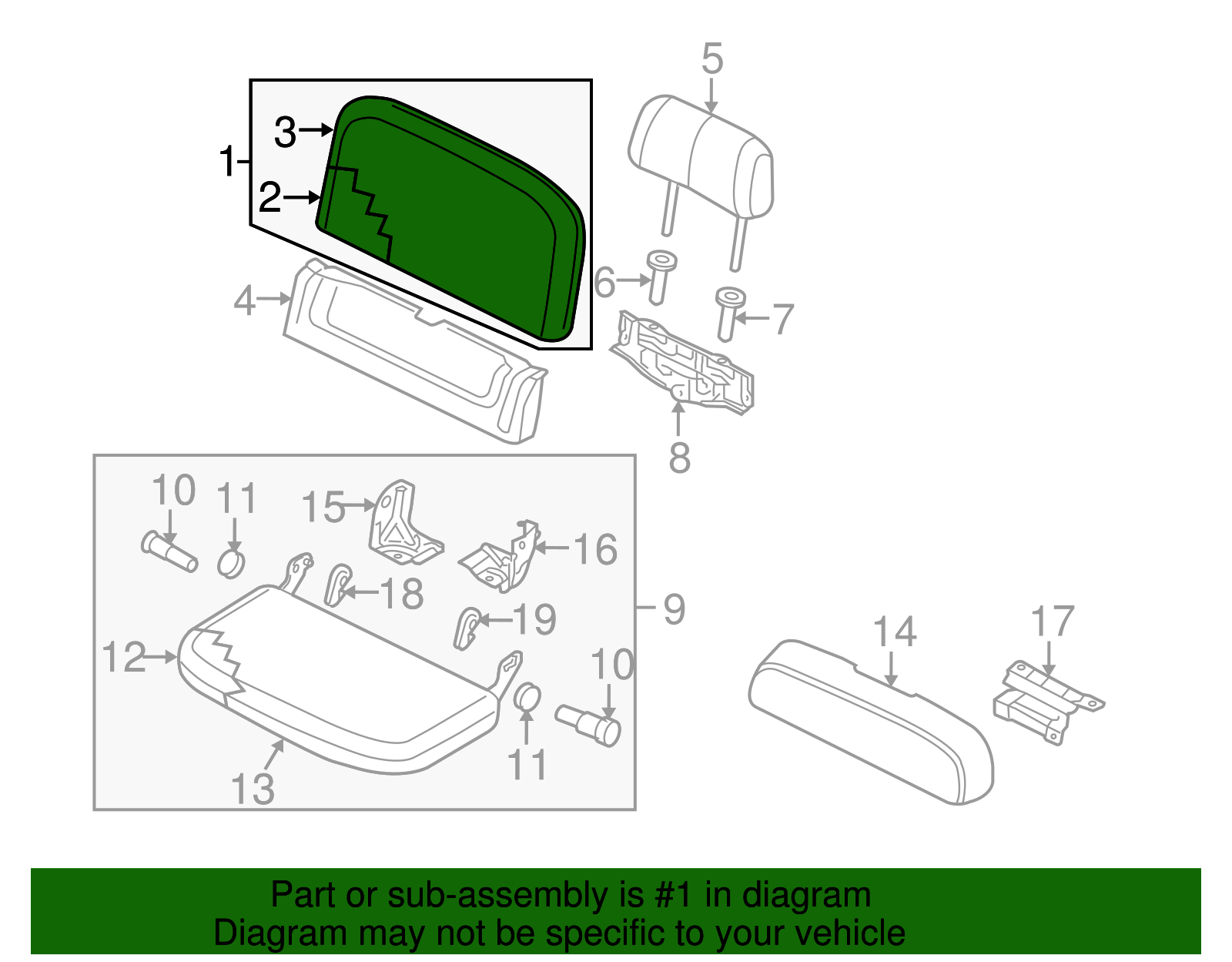 2009-2017 Nissan Frontier Seat Back Assembly 88600-ZL72C | Bill Kay ...