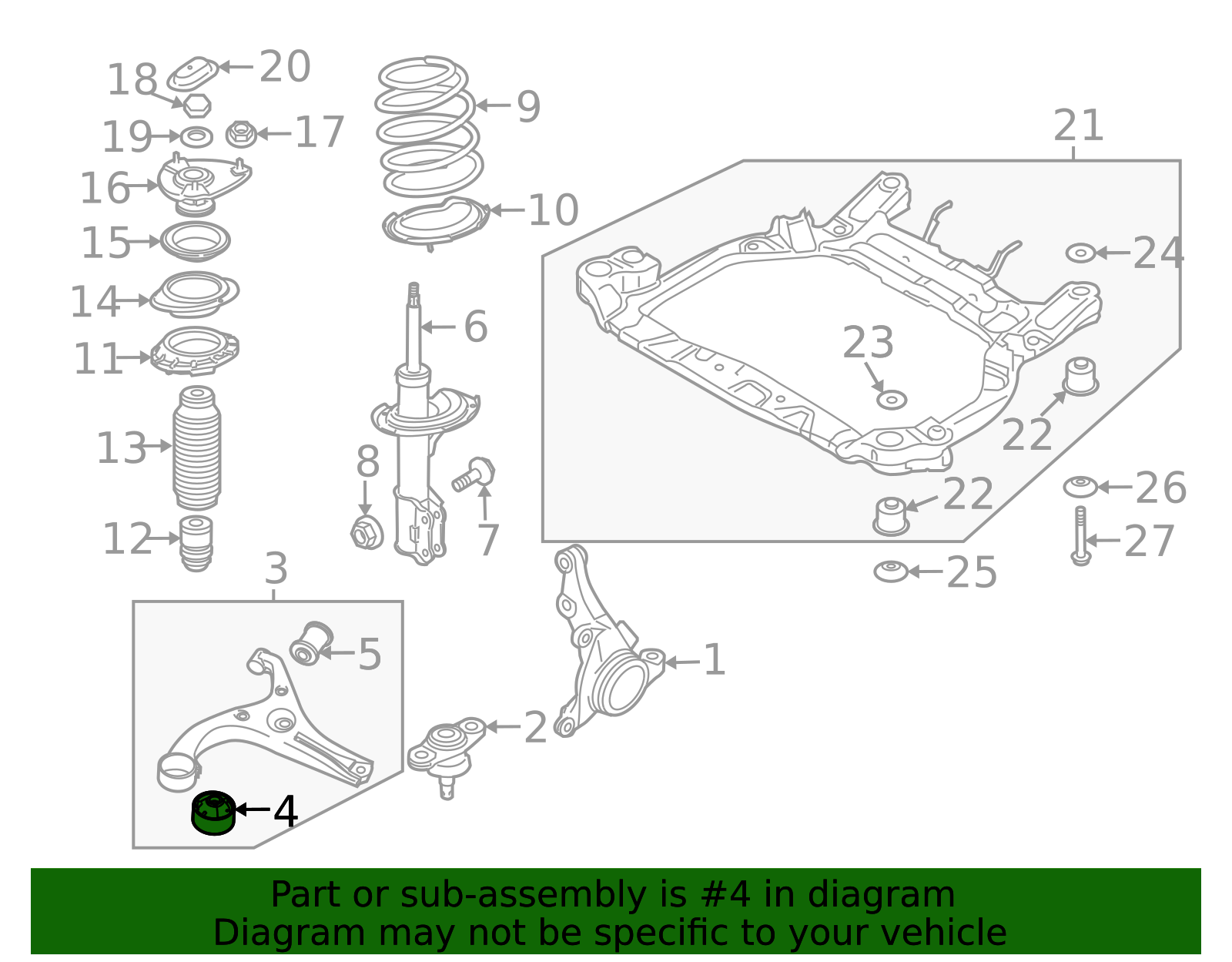 2006-2011 Hyundai Accent Lower Control Arm Front Bushing 54584-1G000 ...