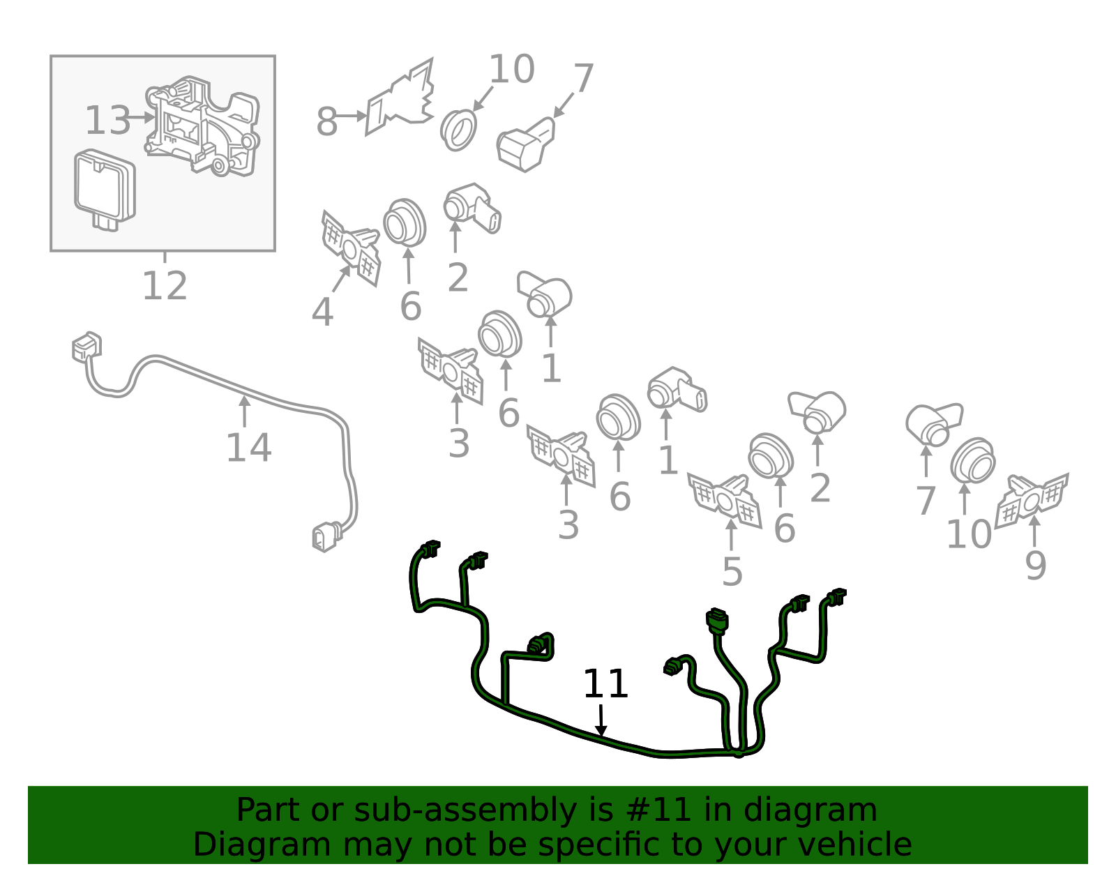 561-971-095-C - Parking Aid System Wiring Harness 2016-2019 Volkswagen ...