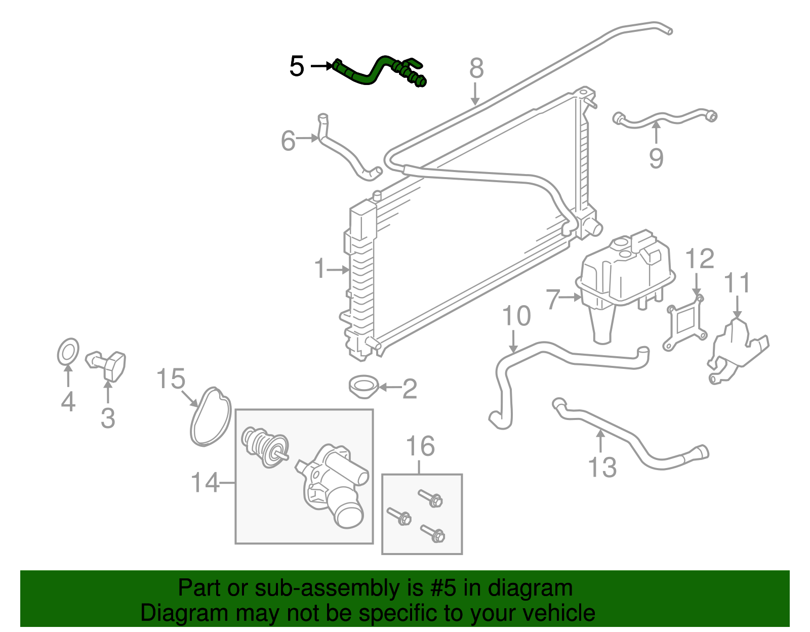 2009-2012 Ford | Upper Hose | 9L8Z-8260-B | Walls' Ford Parts