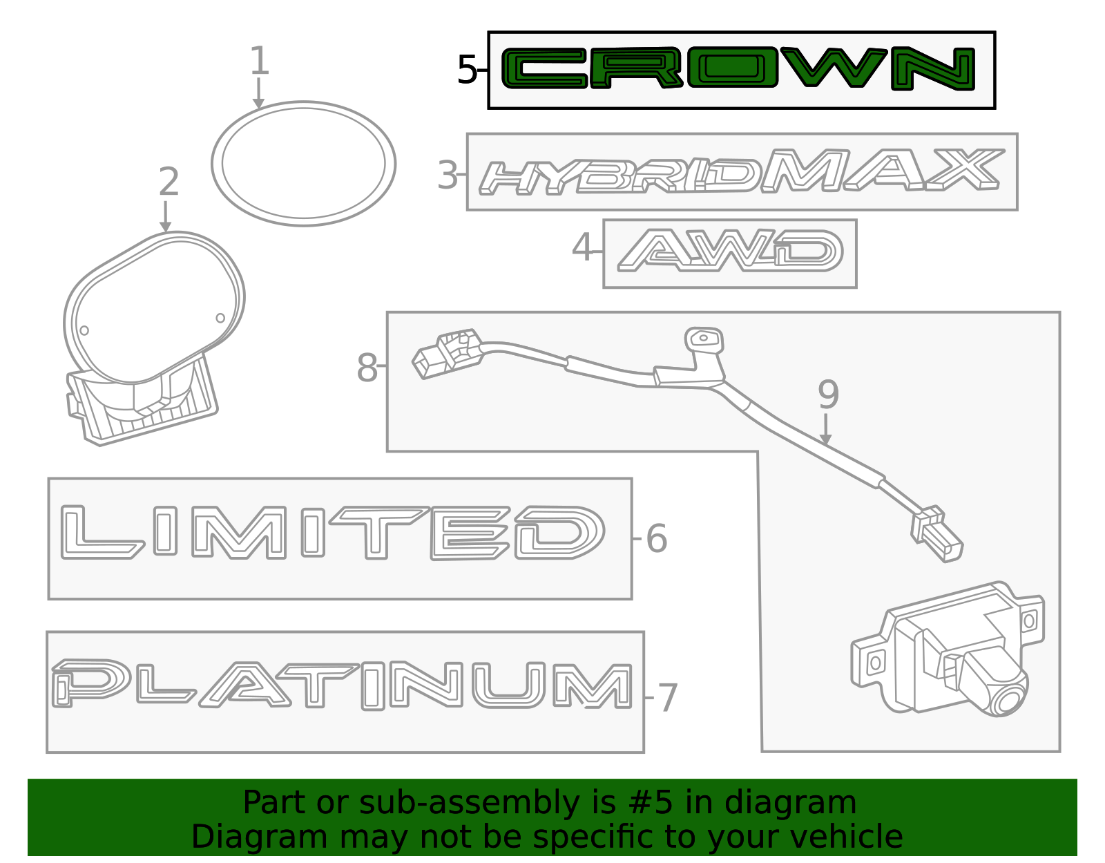 75442-30290 - Nameplate - 2023-2025 Toyota Crown | OEM Genuine Toyota Parts