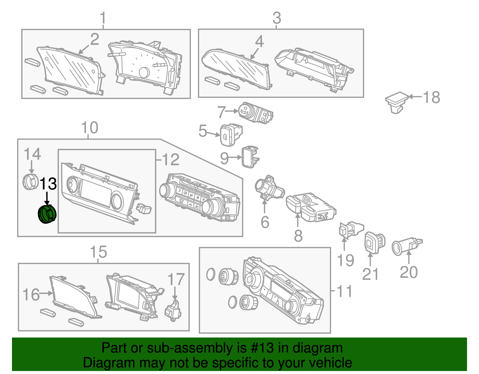 2012 Honda Civic HVAC Heater Control Knob 79503-TR0-A01ZB | Honda Parts Hub