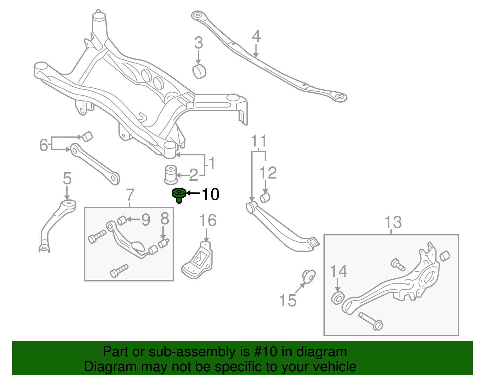2003-2009 Subaru Upper Control Arm Stopper 20501AE01A | Subaru Parts Guys