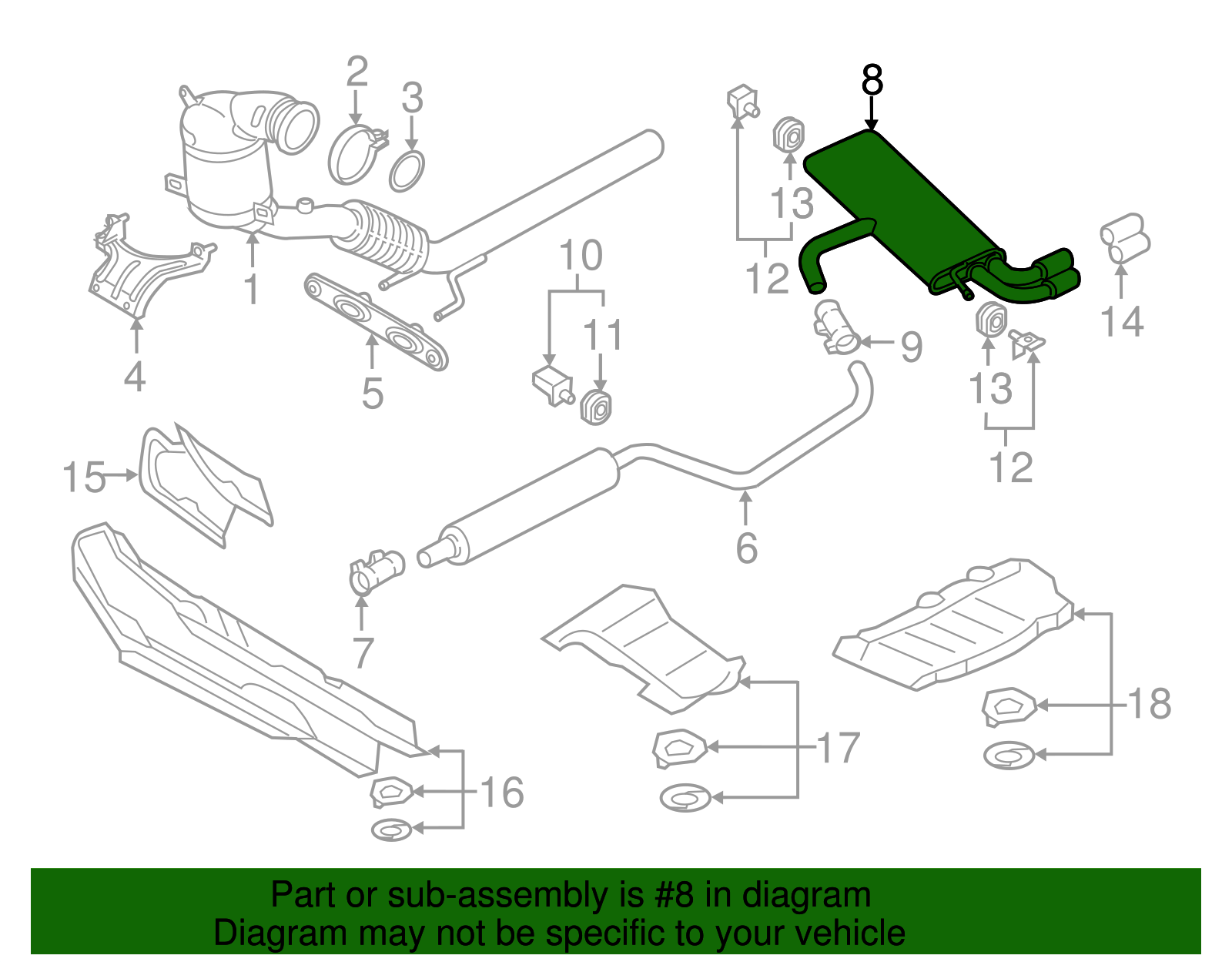 2015-2018 Volkswagen Golf Rear Muffler 5GM-253-609-B | OEM Parts Online