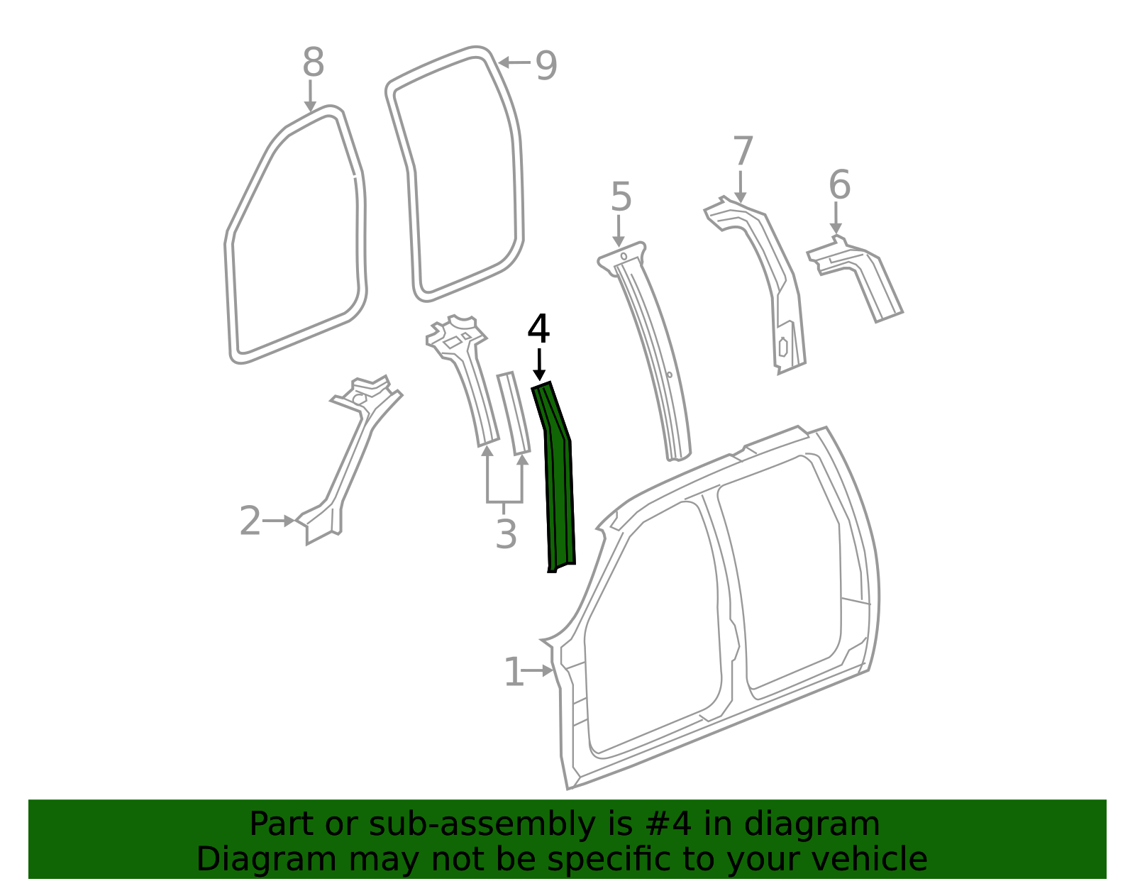 20957780 - 2011-2013 GM - Driver Side Center Pillar Inner Lower Panel ...