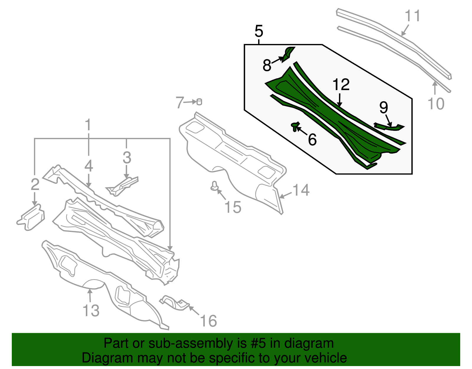 2003-2008 Subaru Forester Cowl Grille 91411SA010 | Subaru Parts Guys