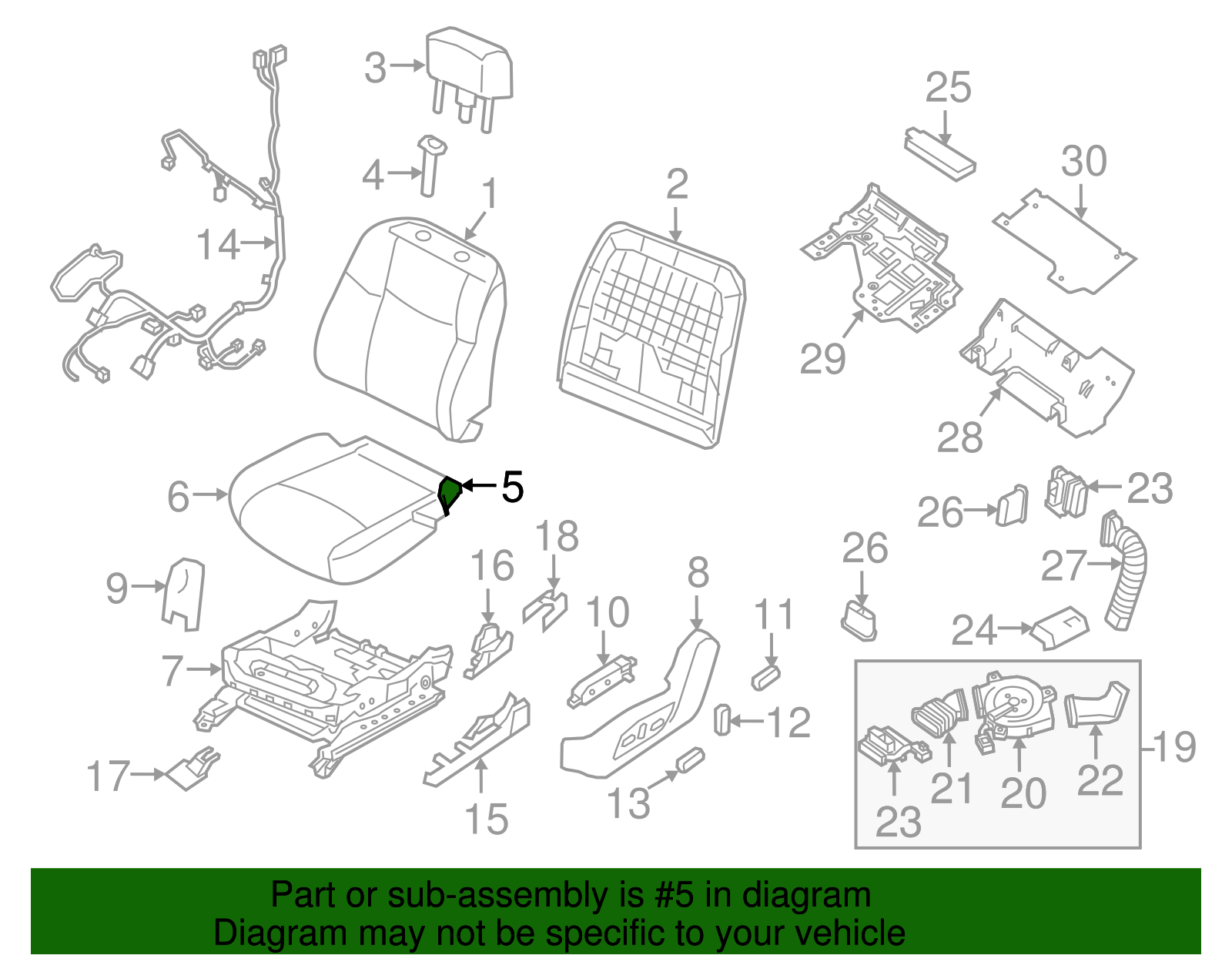 87361-5AA2A - Seat Cushion Pad 2015-2021 Nissan Murano | Nissan Parts ...