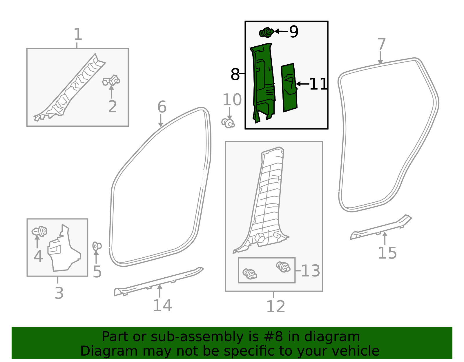 Genuine Toyota Upper Center Pillar Trim part# 62410-0R060-B1 for 2019 ...