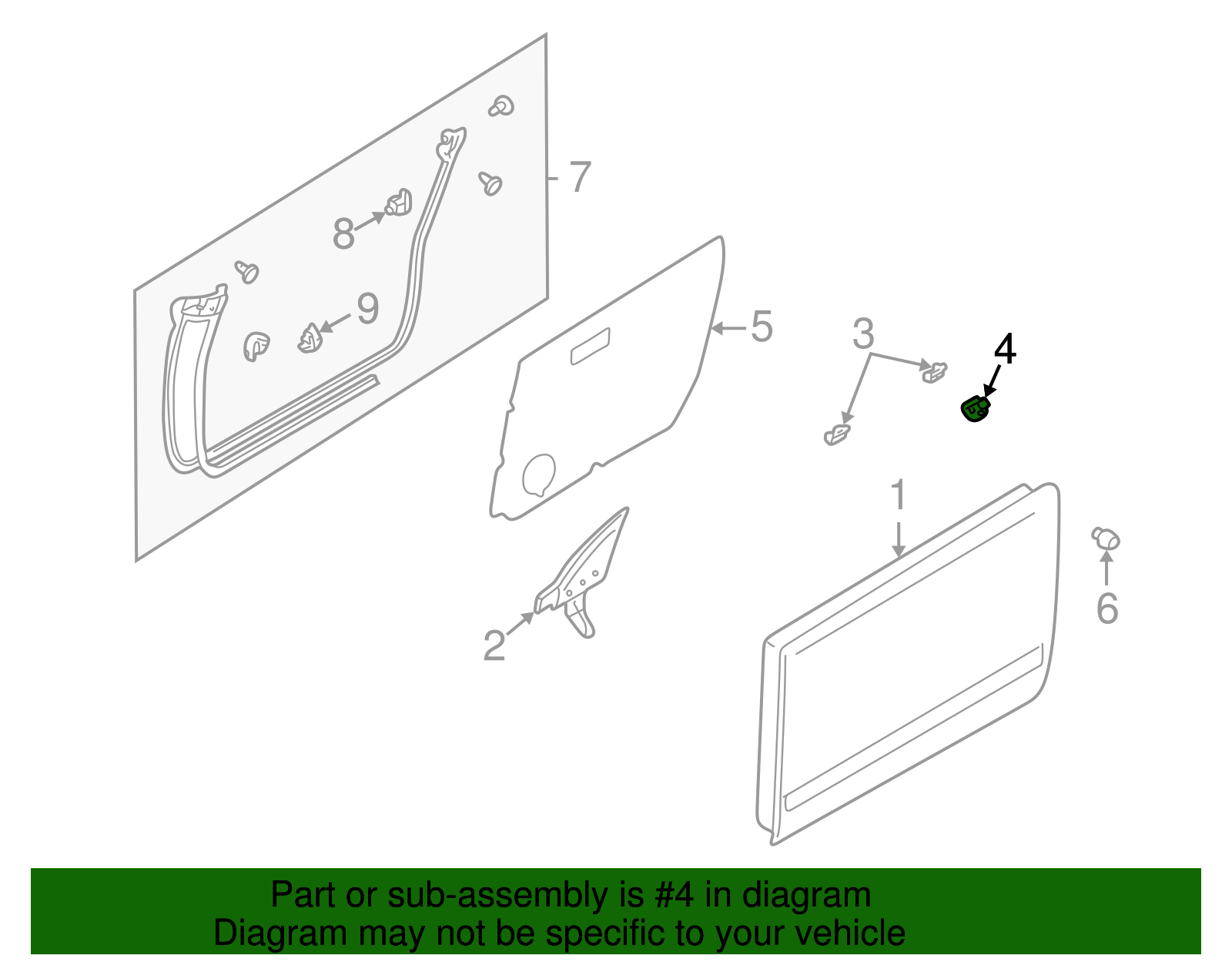1998-2009 Subaru Belt Weather-Strip Stabilizer 62304FC000 | Subaru ...