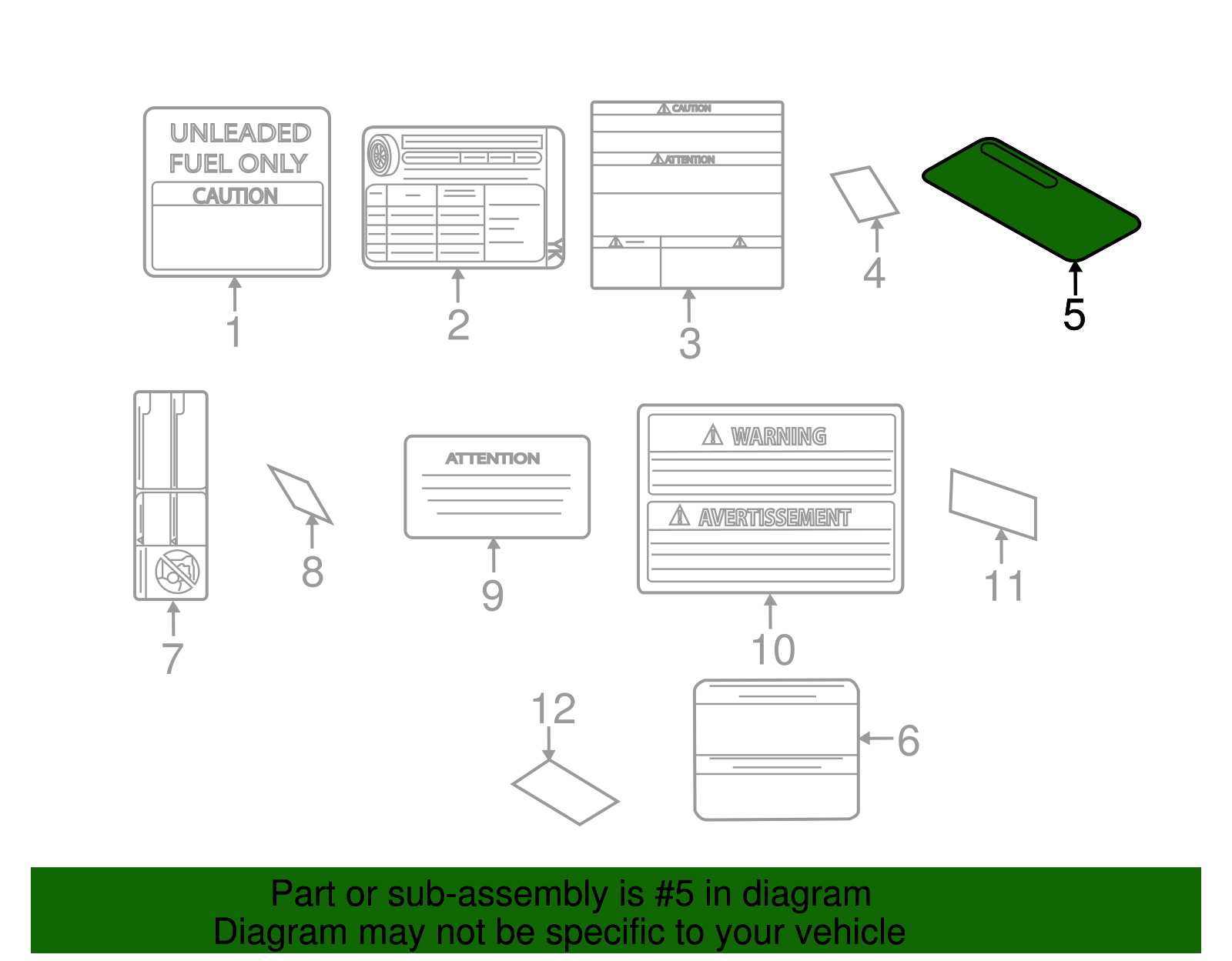 2021 Subaru AC Label 73772VA010 | Subaru Parts Guys
