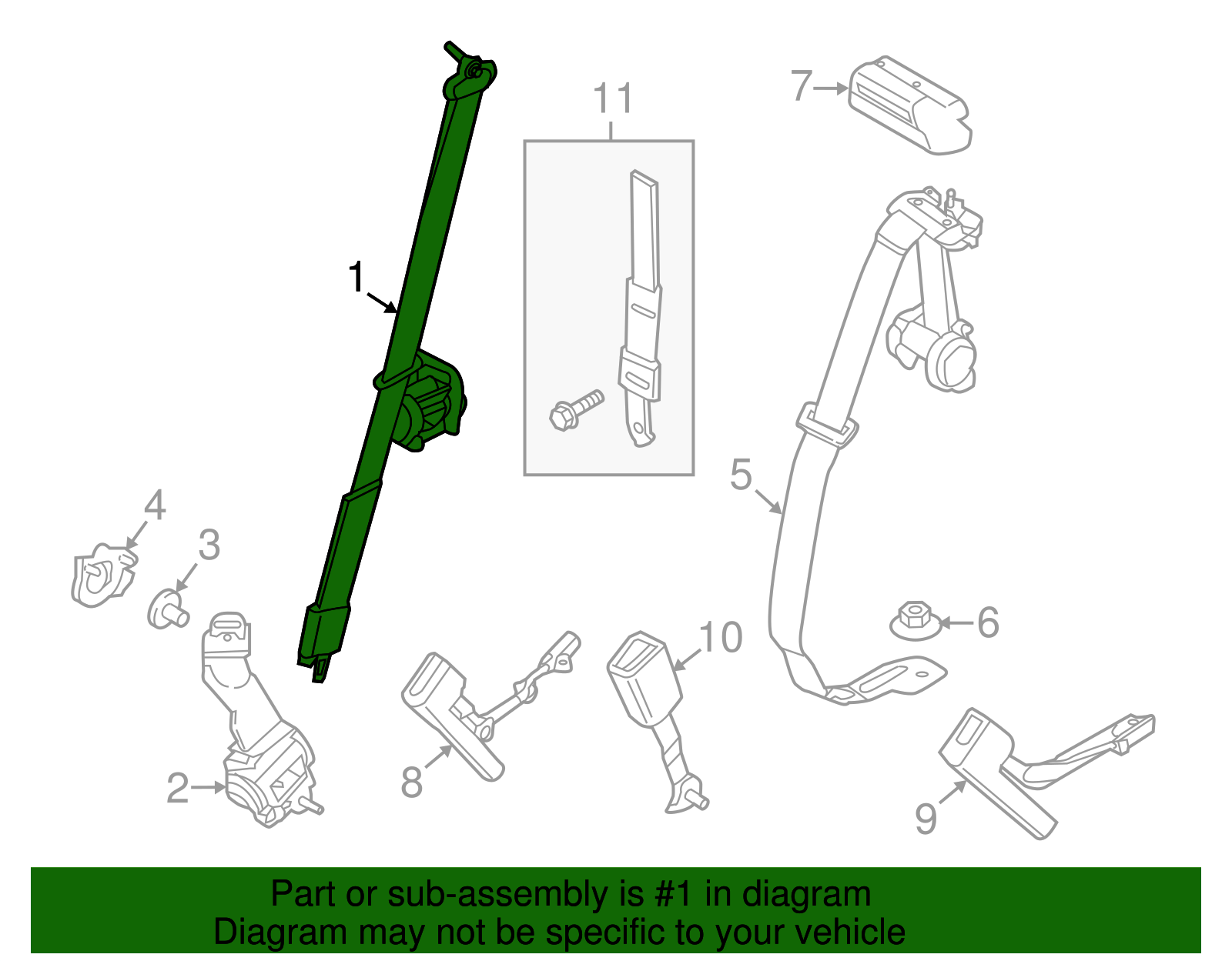 Genuine OEM Ford Part - Lap & Shoulder Belt JL3Z-16611B69-DD | Genuine ...