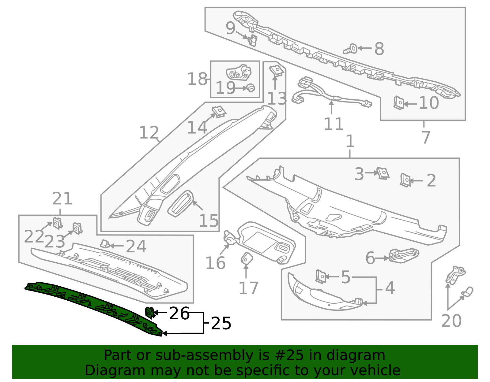 23431063 - High-Quality Jet Black Liftgate Trim Panel for 2014-2019 ...