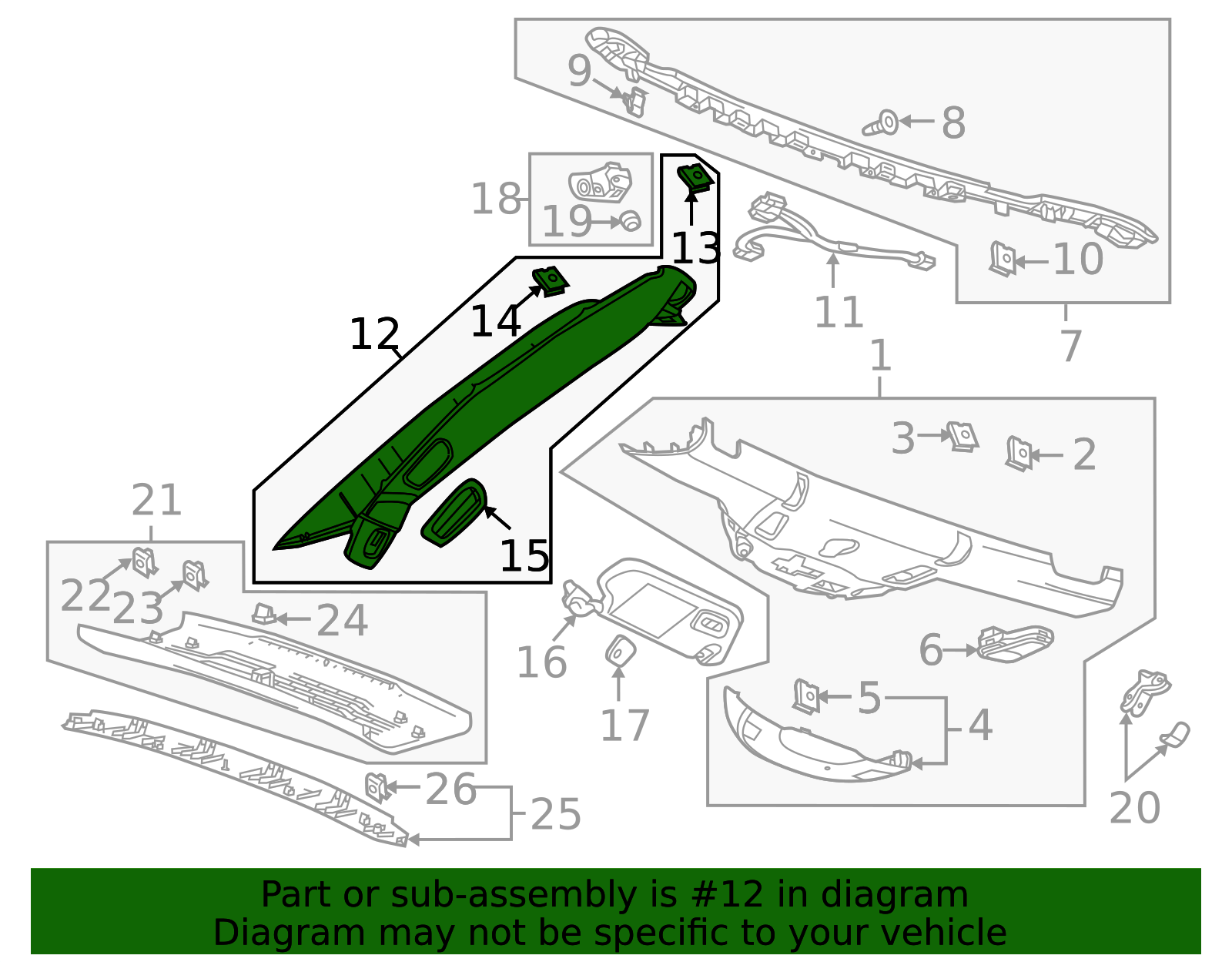 GM Parts | (23456512) - Jet Black Passenger Side Windshield Garnish ...
