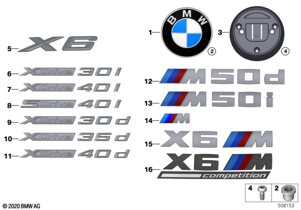 51148094559 - BMW Emblem 2018-2023 BMW X6 M50iX | Performance Auto Parts