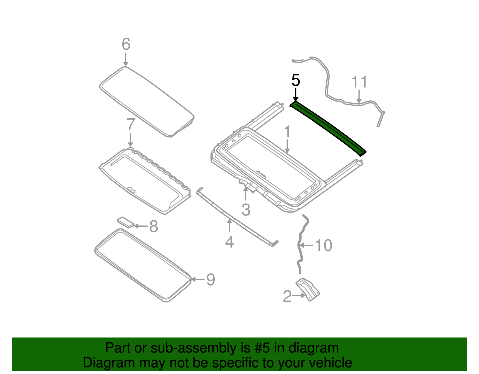 2005-2025 Nissan Sunroof Drip Rail 91360-EA510 | Nissan Parts Central