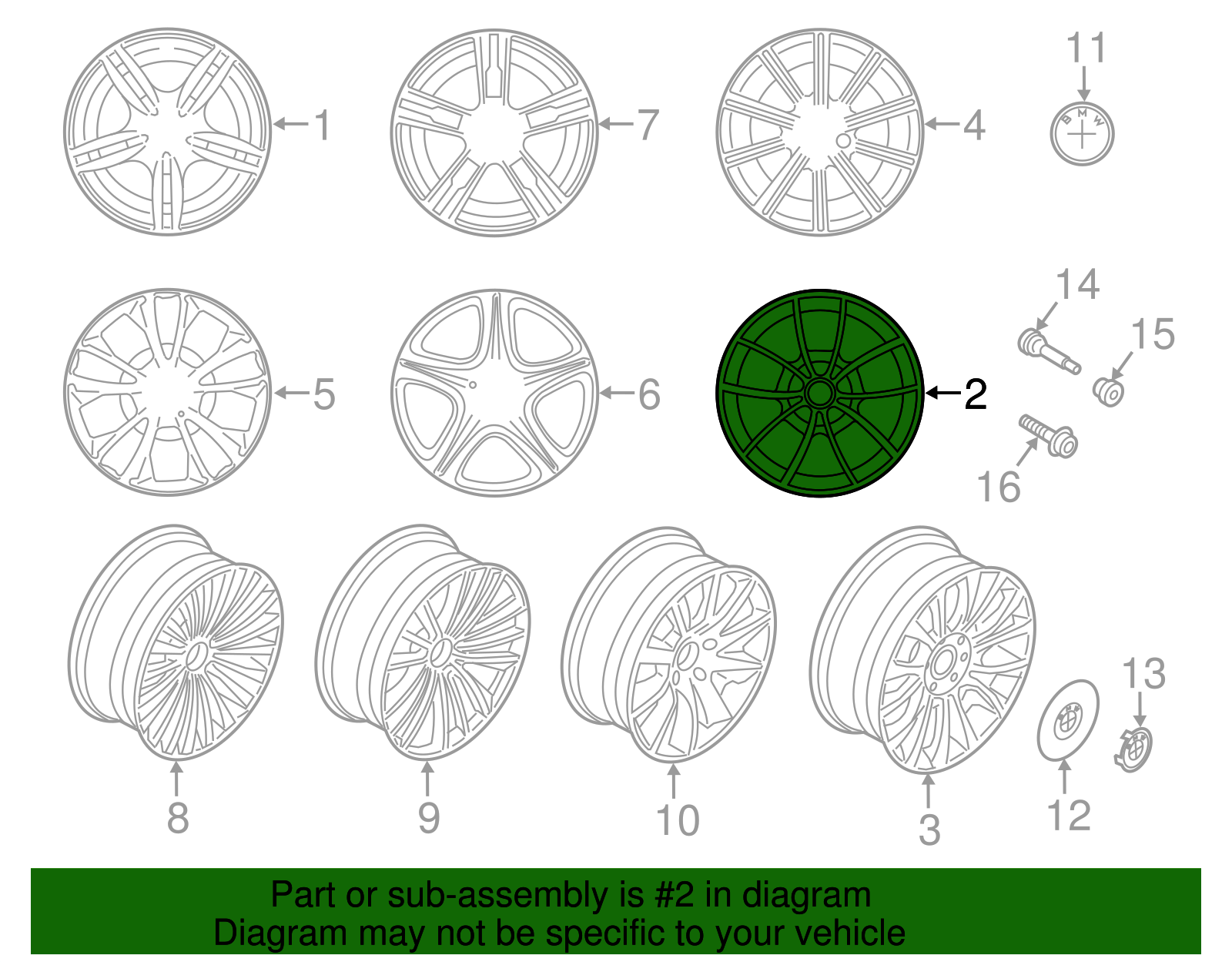 Genuine BMW 36-11-6-792-599 | V-Spoke 356-Bi-Color Rim Only - Rear ...