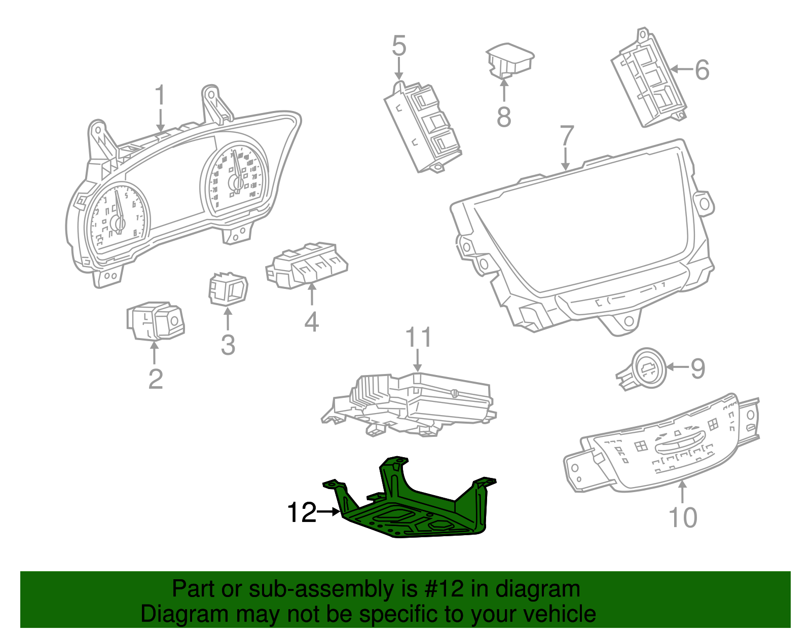 2017-2025 Cadillac Instrument Panel Reinforcement Bracket 23110175 ...
